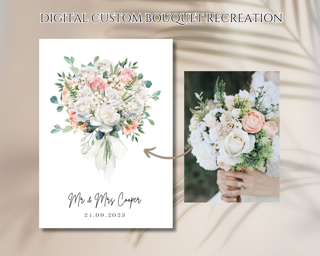 Custom Digital Bouquet Illustration, Bouquet Recreation, Wedding ...