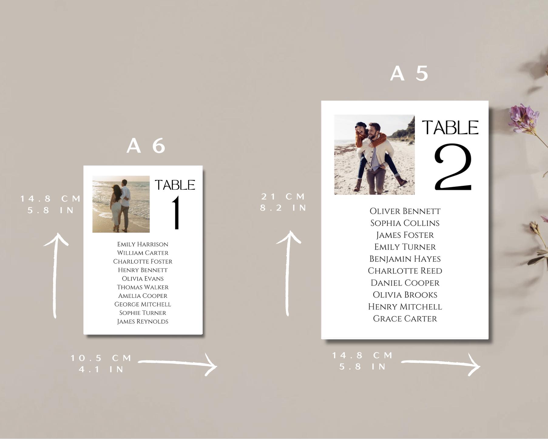 Personalized Wedding Table Plan Cards, Custom Seating Chart, Photo ...