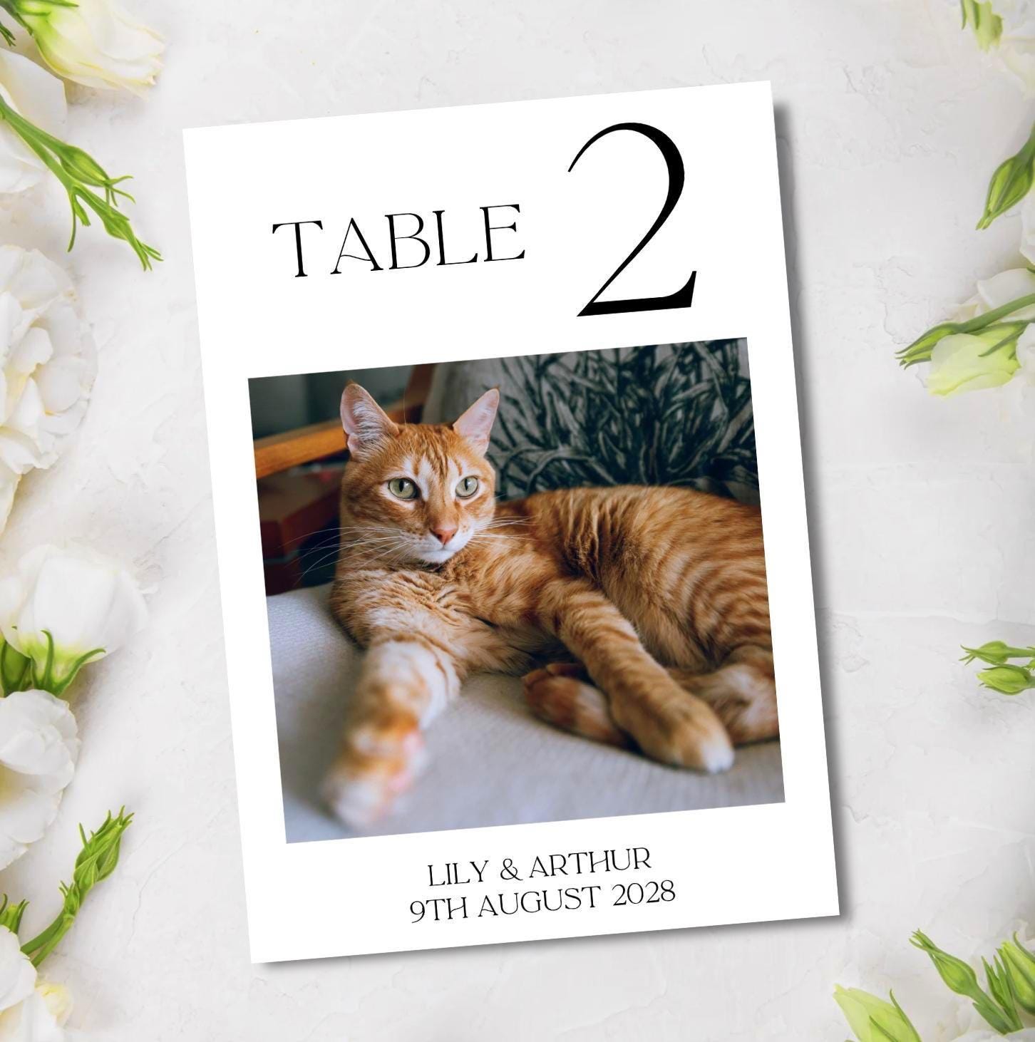 Custom Pet Photo Table Names, Animal Wedding Table Number, Custom Photo ...