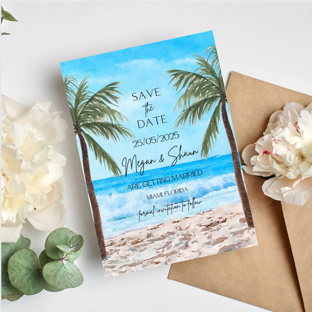 Tropical Save the Date Card, Destination Wedding Save the Date, Wedding ...
