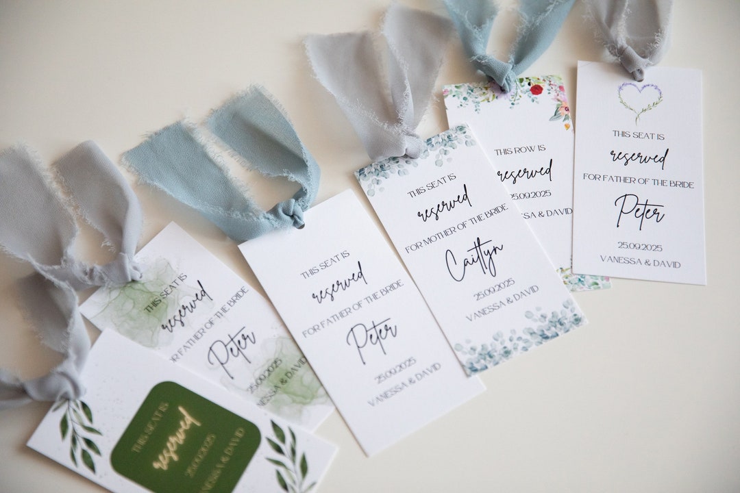 Reserved Seat Tag, Chiffon Wedding Seat Tags, Wedding Reservation Tag ...