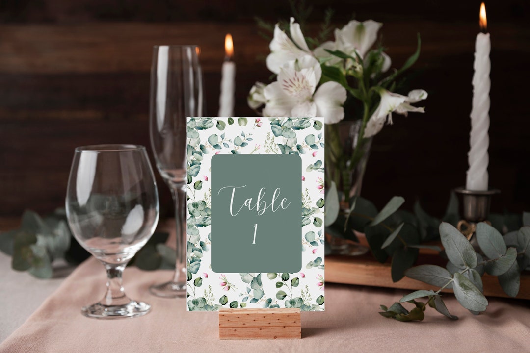 Eucalyptus Wedding Table Numbers, Botanical Wedding Table Number ...