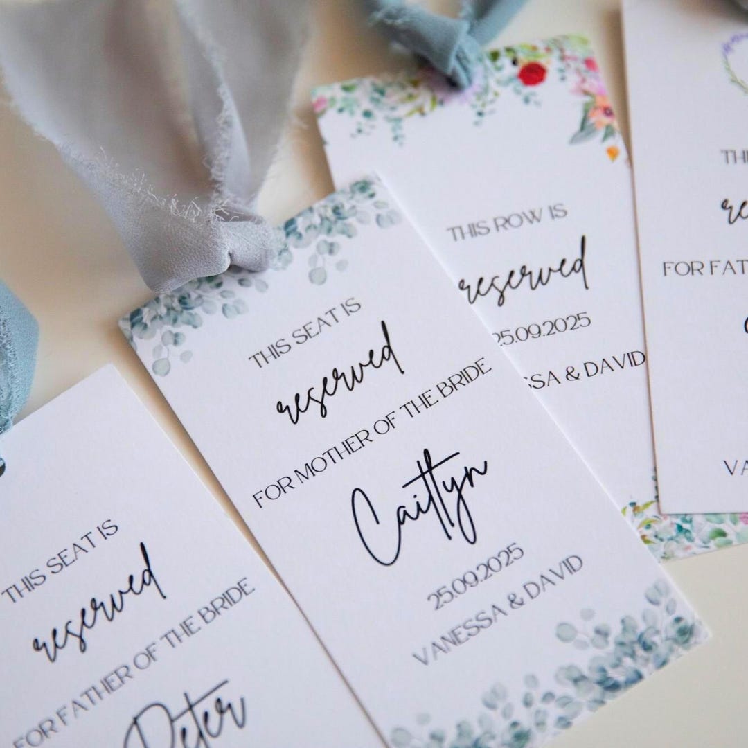 Reserved Seat Tag, Chiffon Wedding Seat Tags, Wedding Reservation Tag ...