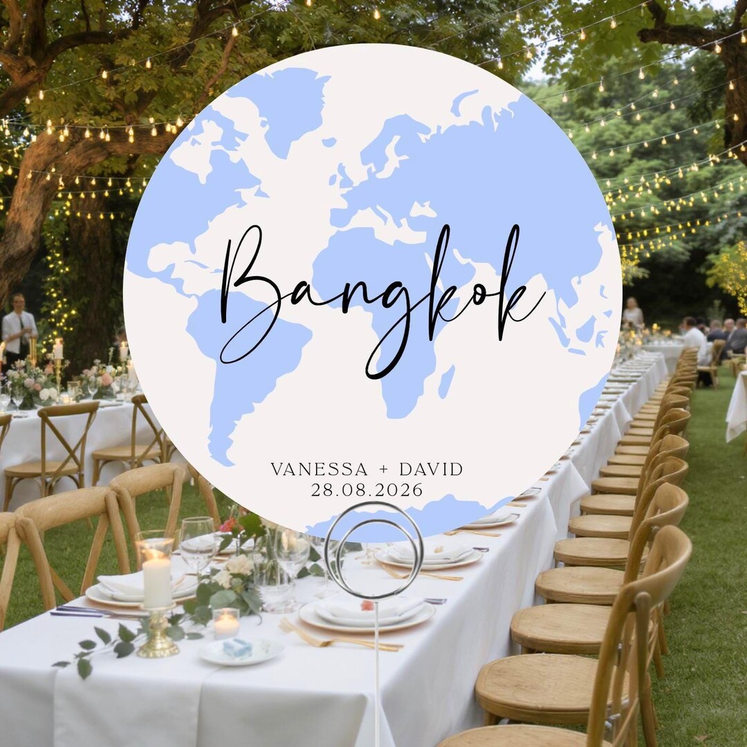 Round Table Card, World Map Table Numbers, Travel Wedding Table Numbers ...