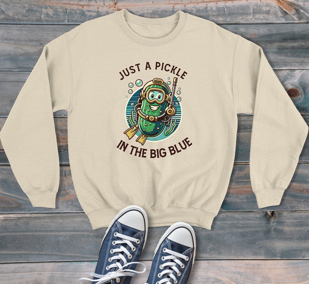 Pickle Scuba Diver in the Big Blue Retro Sweatshirt, Vintage Sweater ...