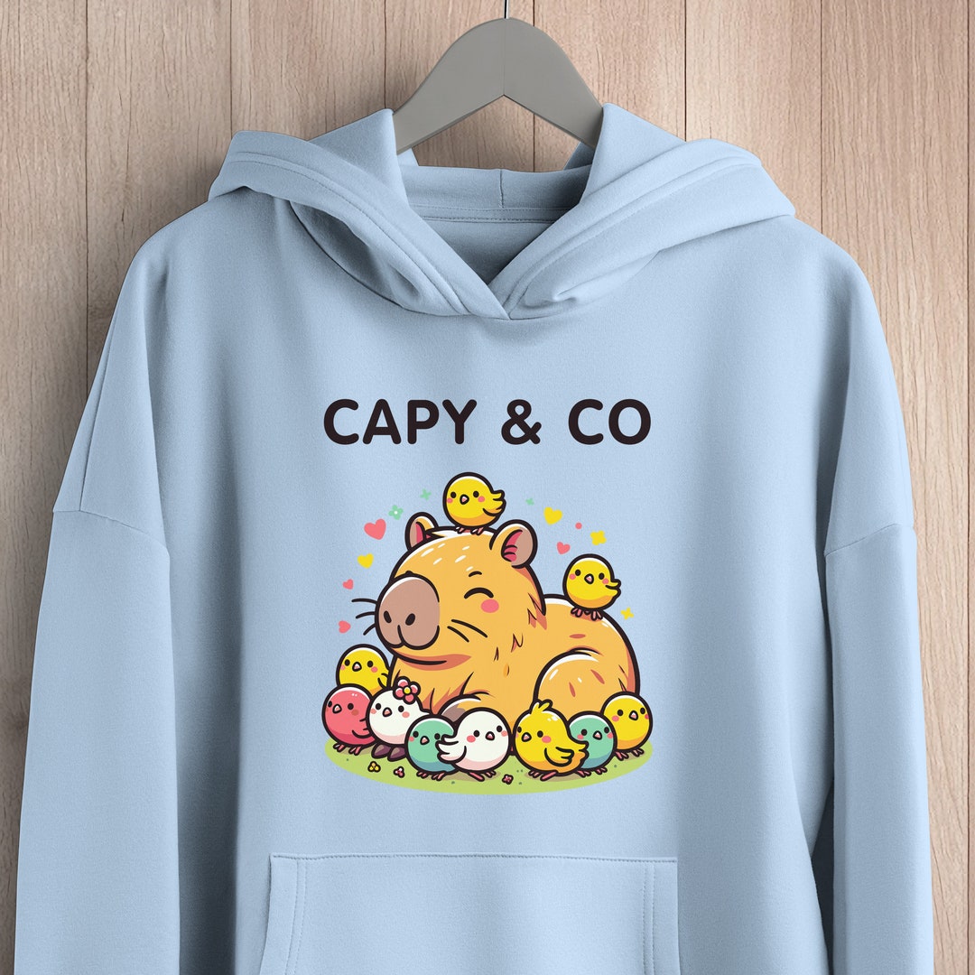 Cute Capybara With Chicks Capy & Co Kawaii Style Unisex Hoodie, Funny ...