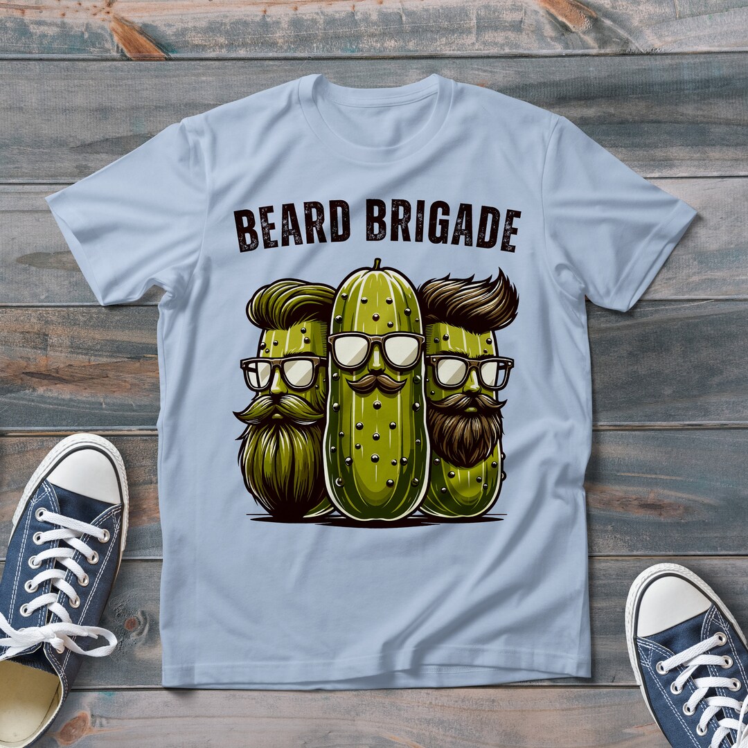 Bearded Pickles in Sunglasses Beard Brigade Retro Unisex T-shirt, Vintage Vibe Tee , Funny ...