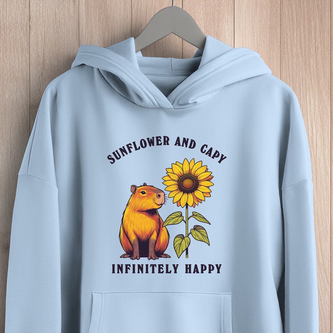 Capybara With A Sunflower Infinite Happy Unisex Hoodie, Cottagecore ...