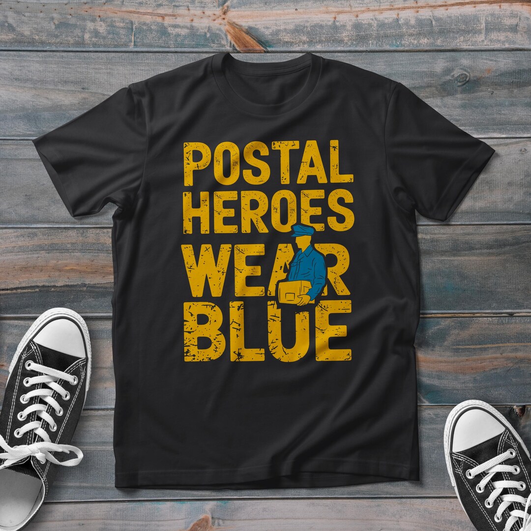Postman T-shirt, Postal Heroes Wear Blue Vintage Tee, Trendy Mailman ...