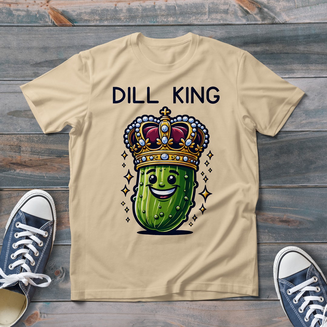 Smiling Pickle in A Crown Dill King Unisex T-shirt, Vintage Vibe Tee ...
