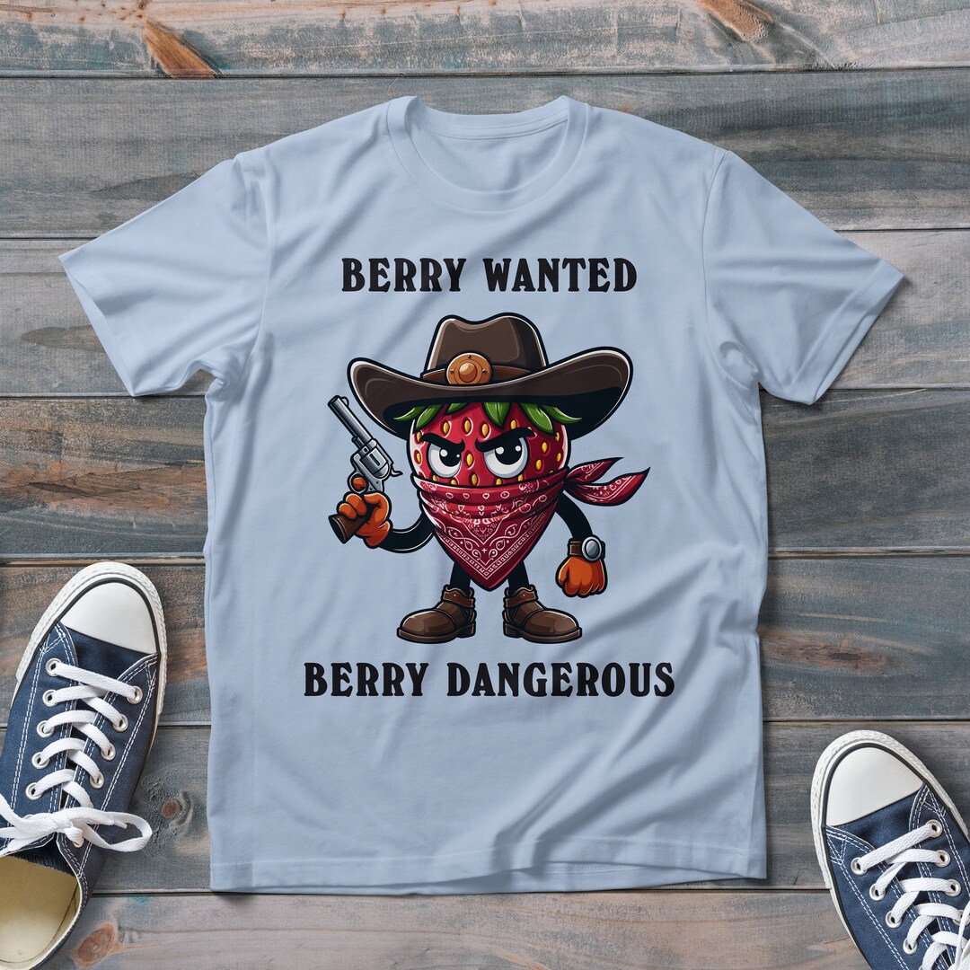 Strawberry Bandit Berry Wanted Cartoon Styled Unisex T-shirt, Retro ...