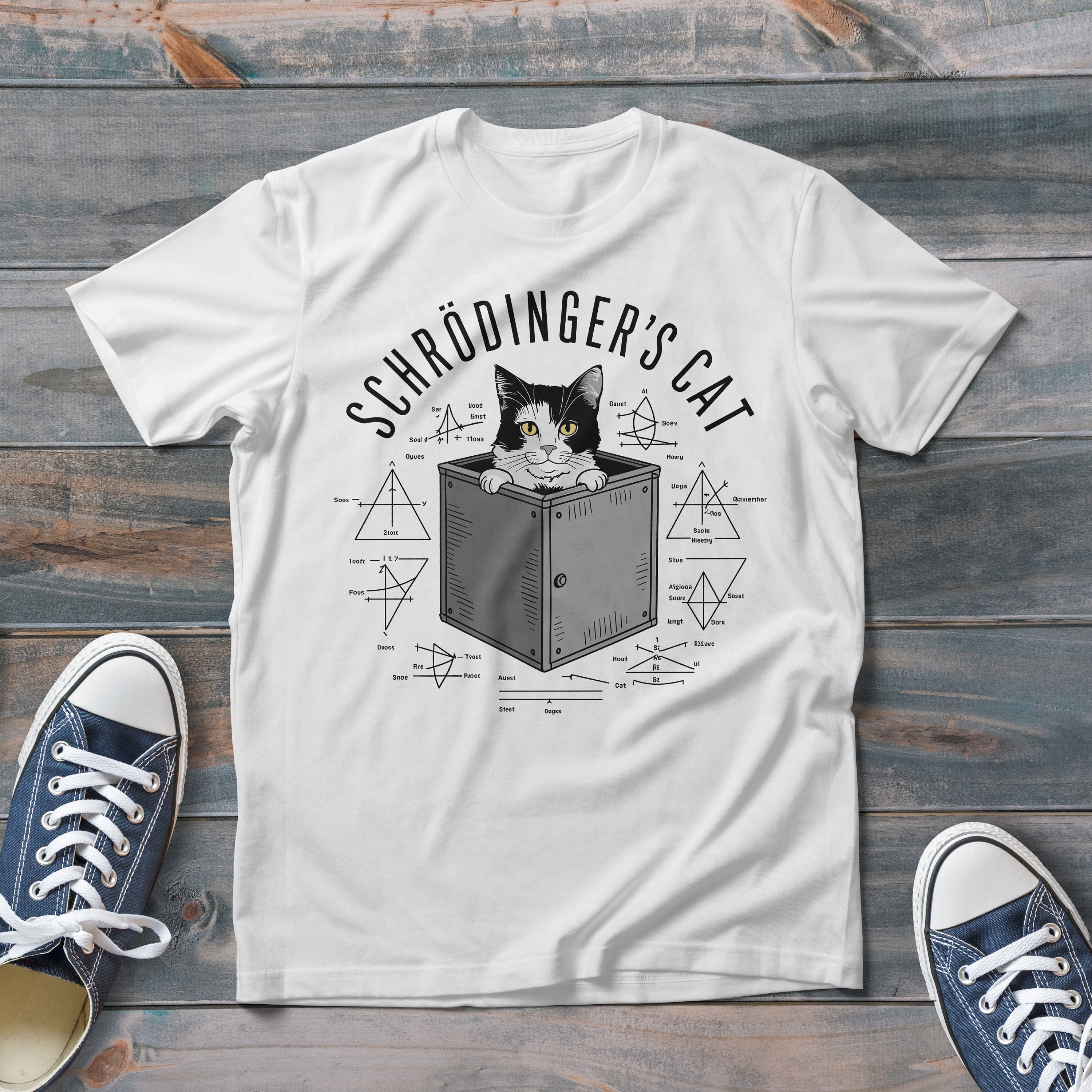 Schrodinger Cat in Box & Formulas T-shirt, Funny Science Tee, Trendy ...