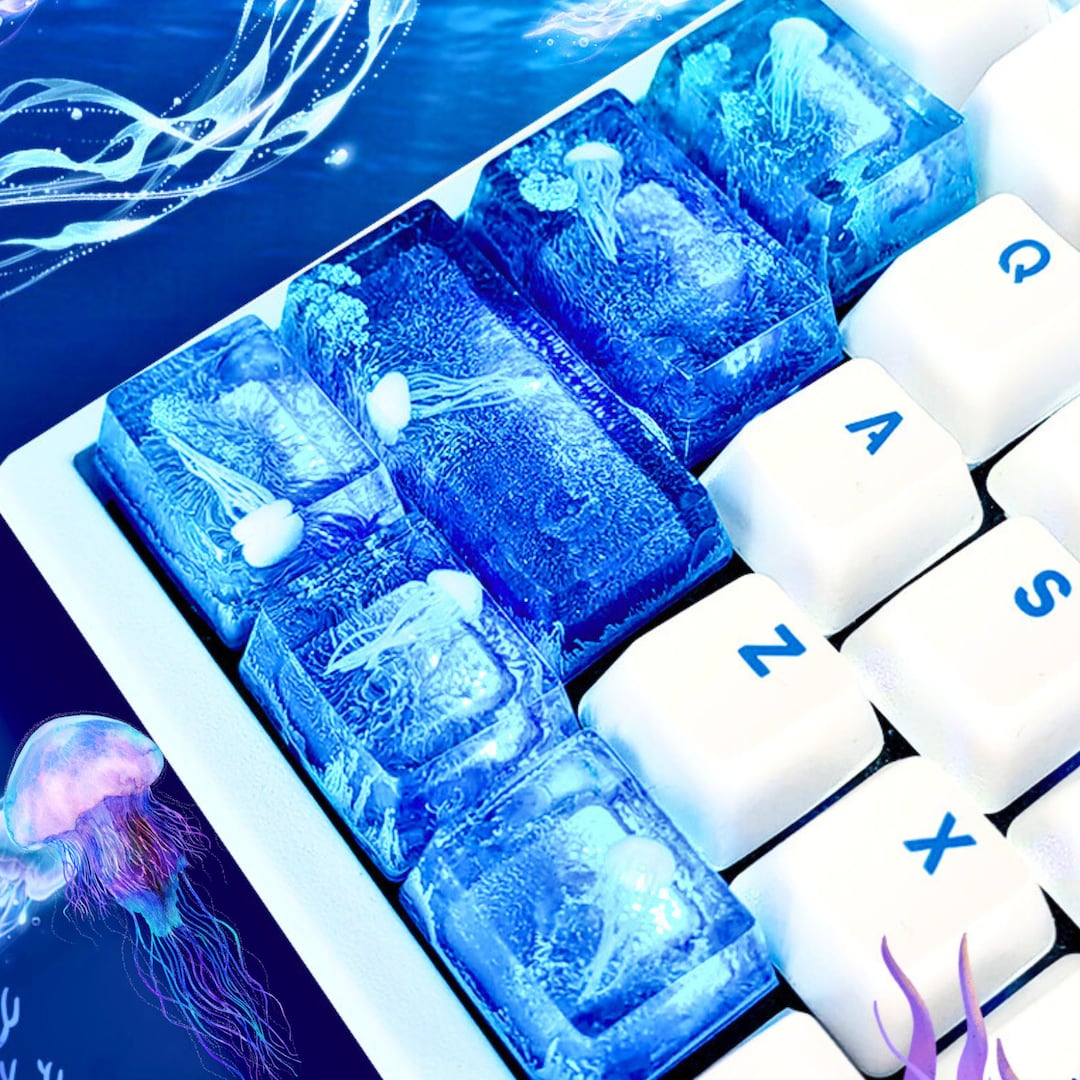 Keycap Set Ocean Transparent Ocean Keycaps Jellyfish Key - Etsy