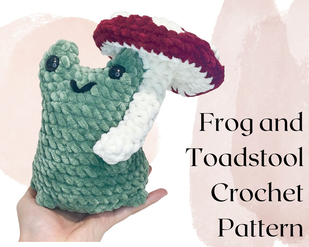 Frog and Toadstool Crochet Pattern, No-sew Frog With Mushroom Umbrella ...