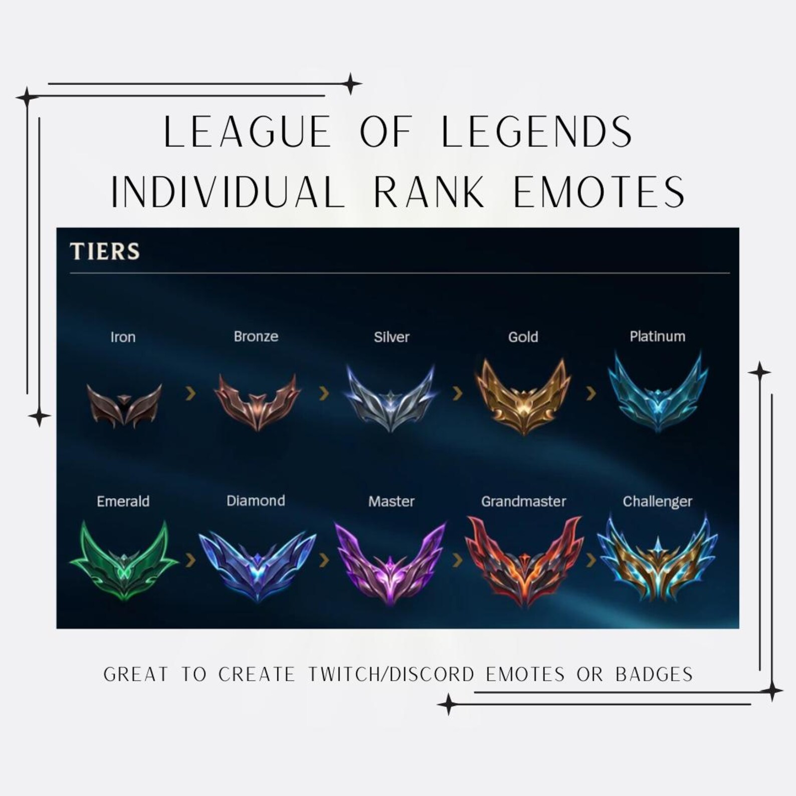 League of Legends Rank Twitch Badges as PNG to Create Emotes on Servers ...