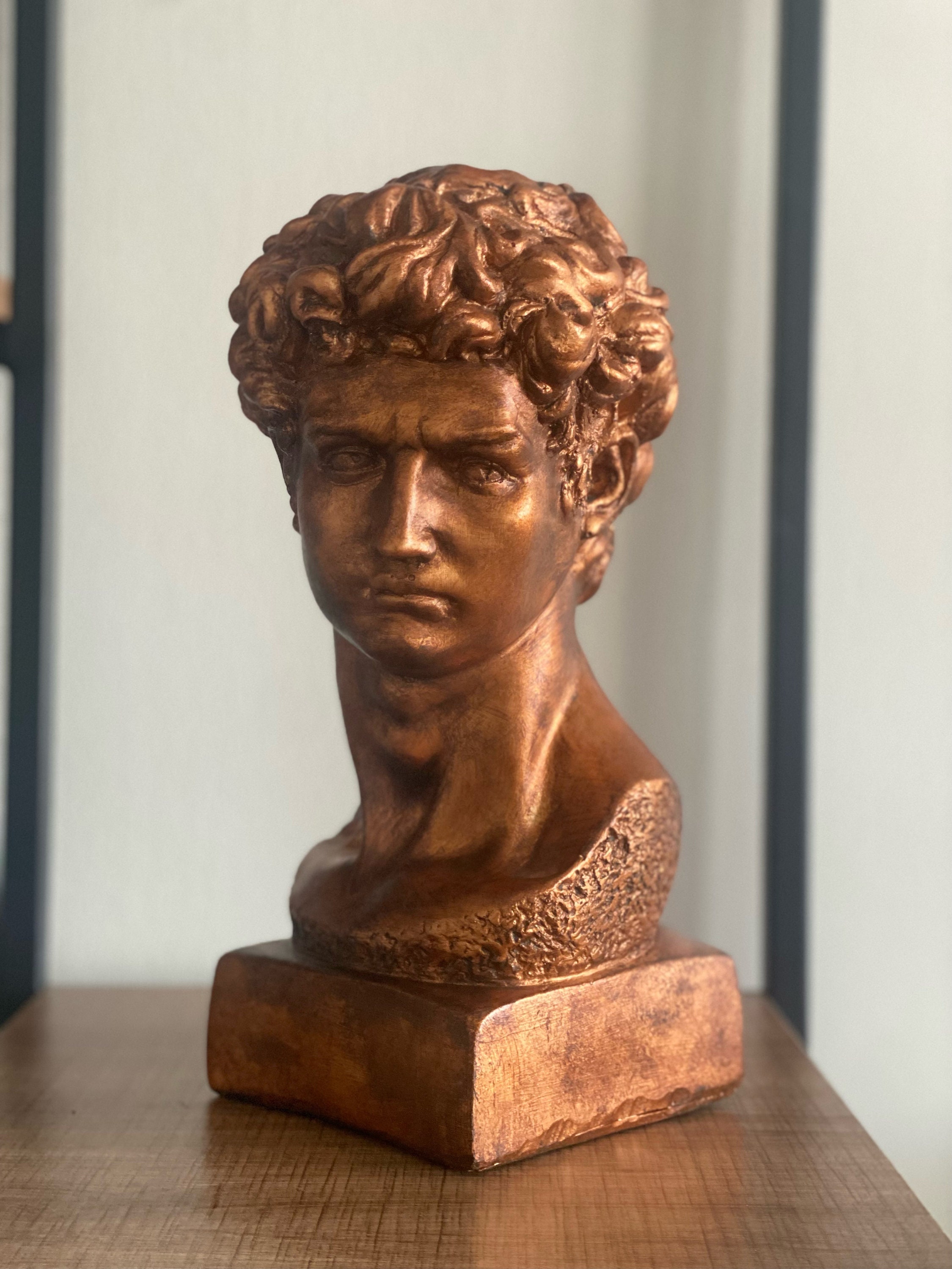 Mosaic David Statue, David Bust Statue, Bust, White and Gold Statue ...
