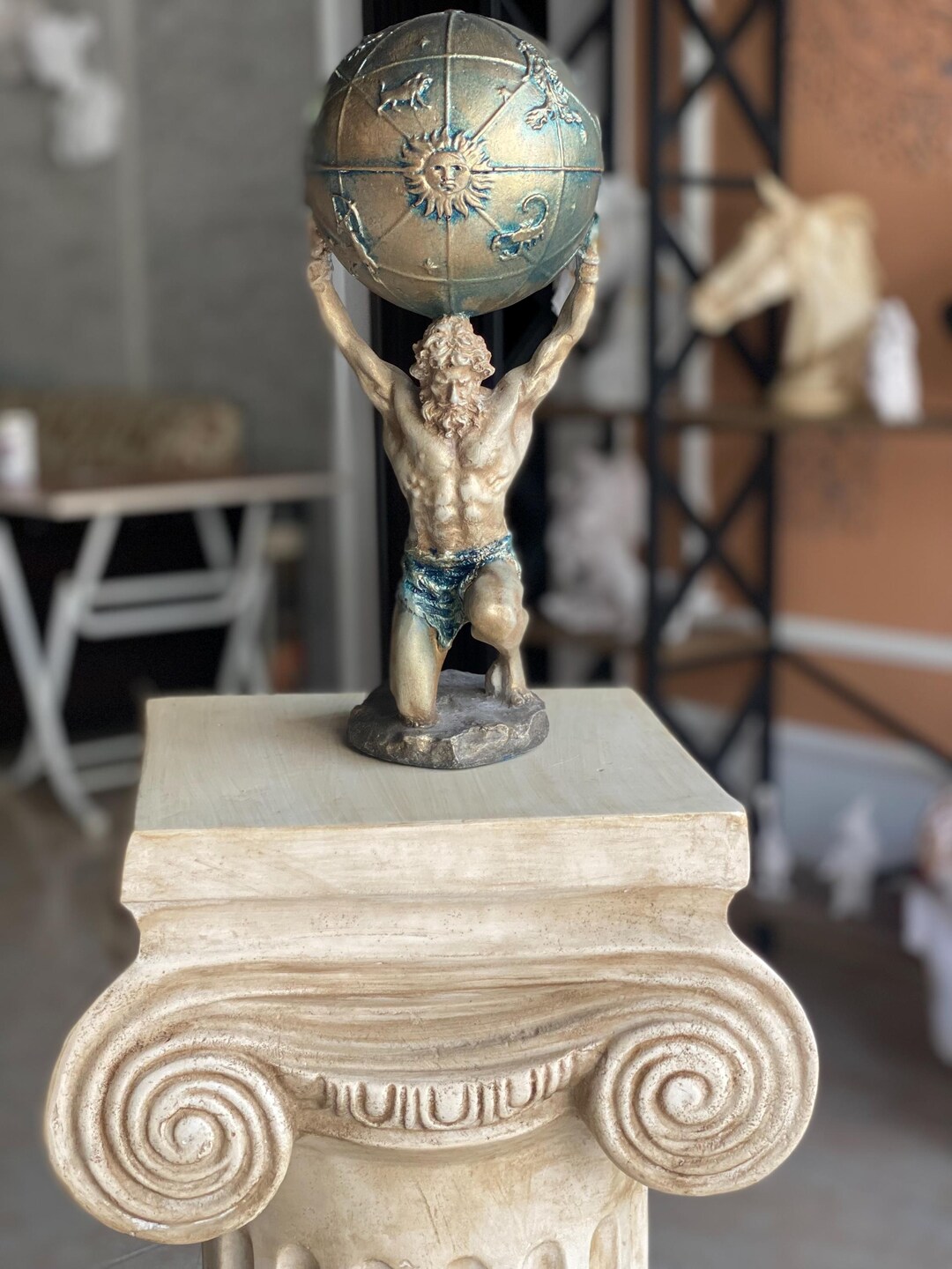 Atlas Sculpture Statue, Goddess Atlas Statue, Greek Mythology, Hanmade ...