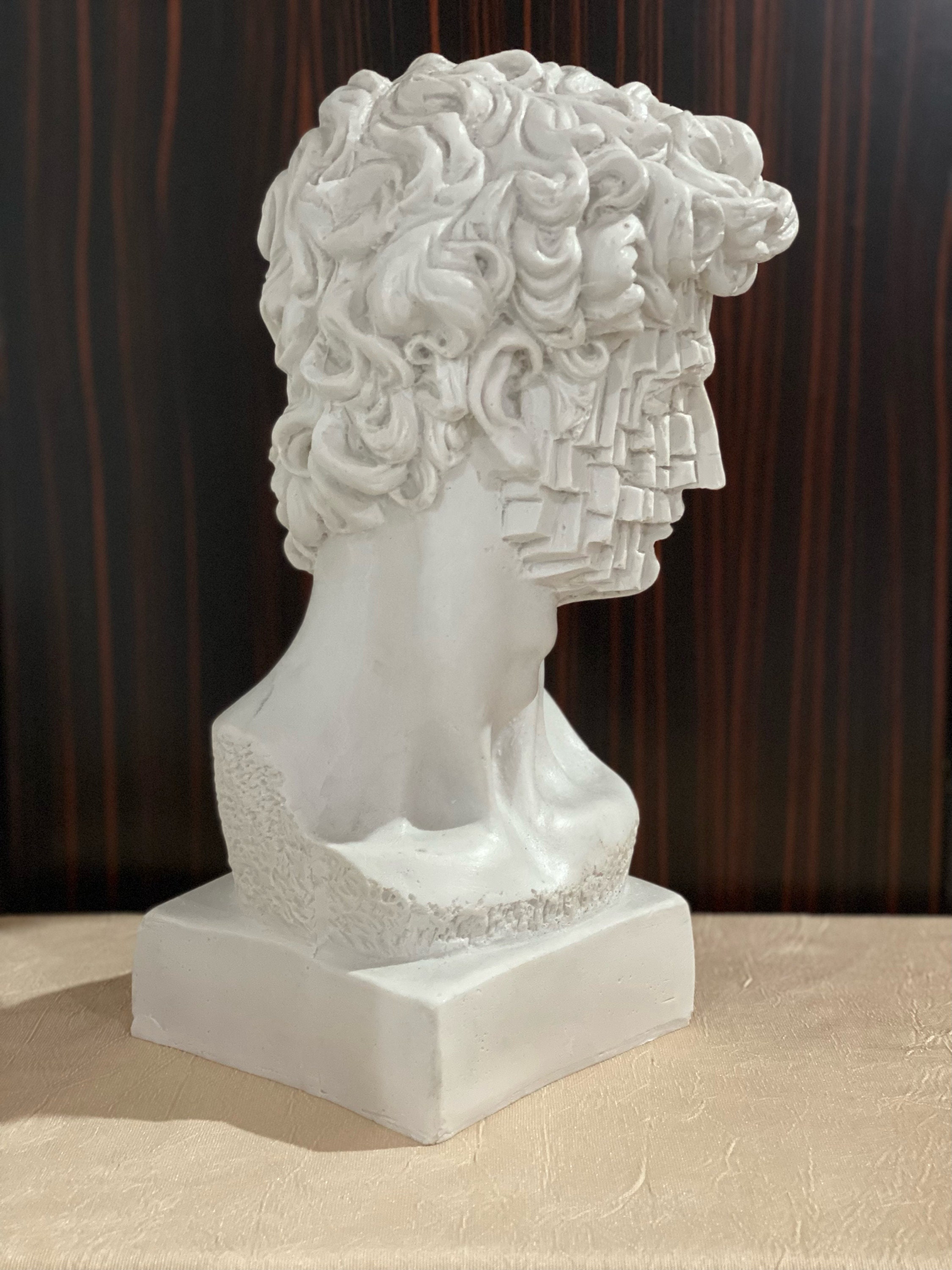 Mosaic David Statue, David Bust Statue, Bust, White and Gold Statue ...