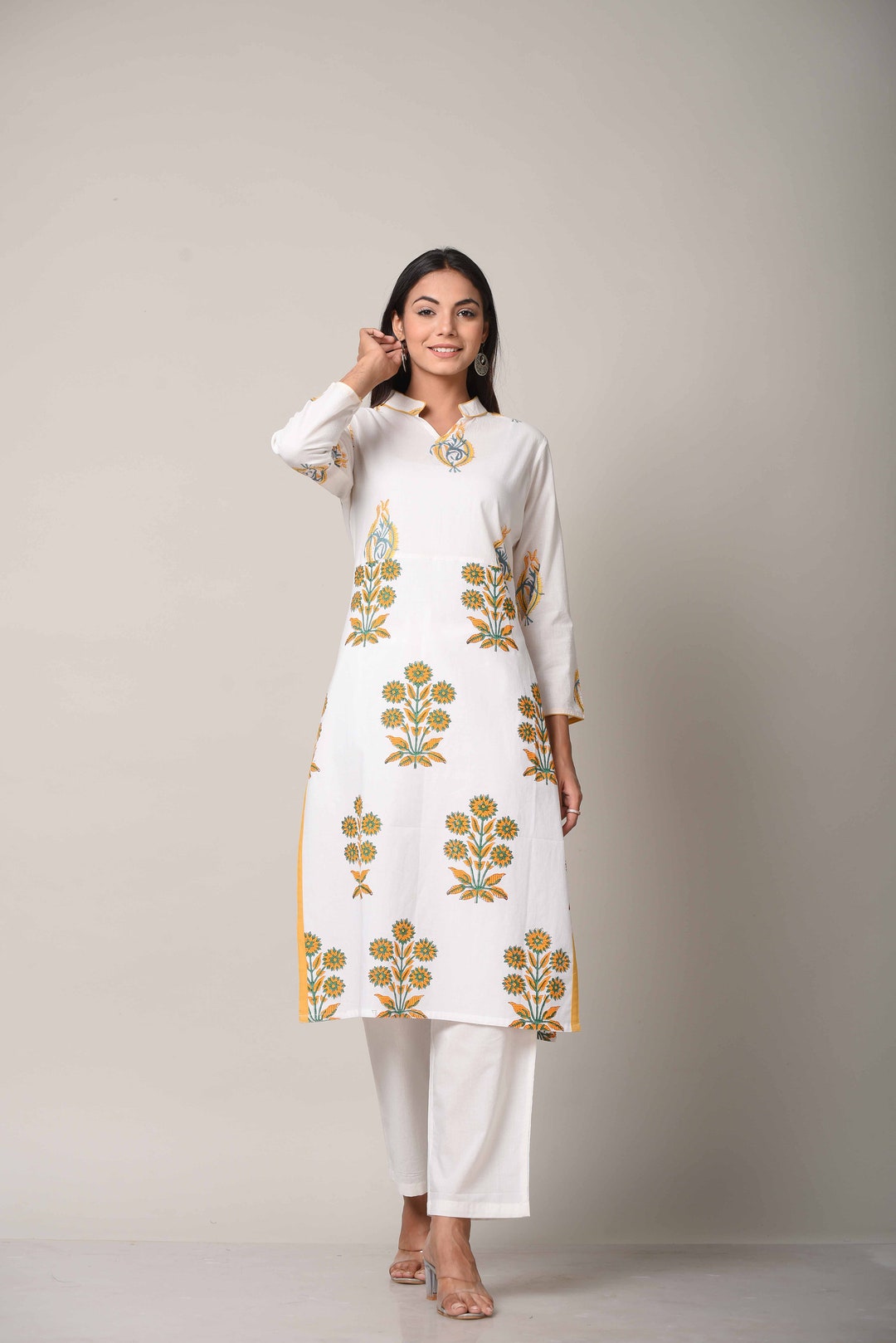 Indian Traditional Designer Dress, Hand Block Print Kurta, Women ...