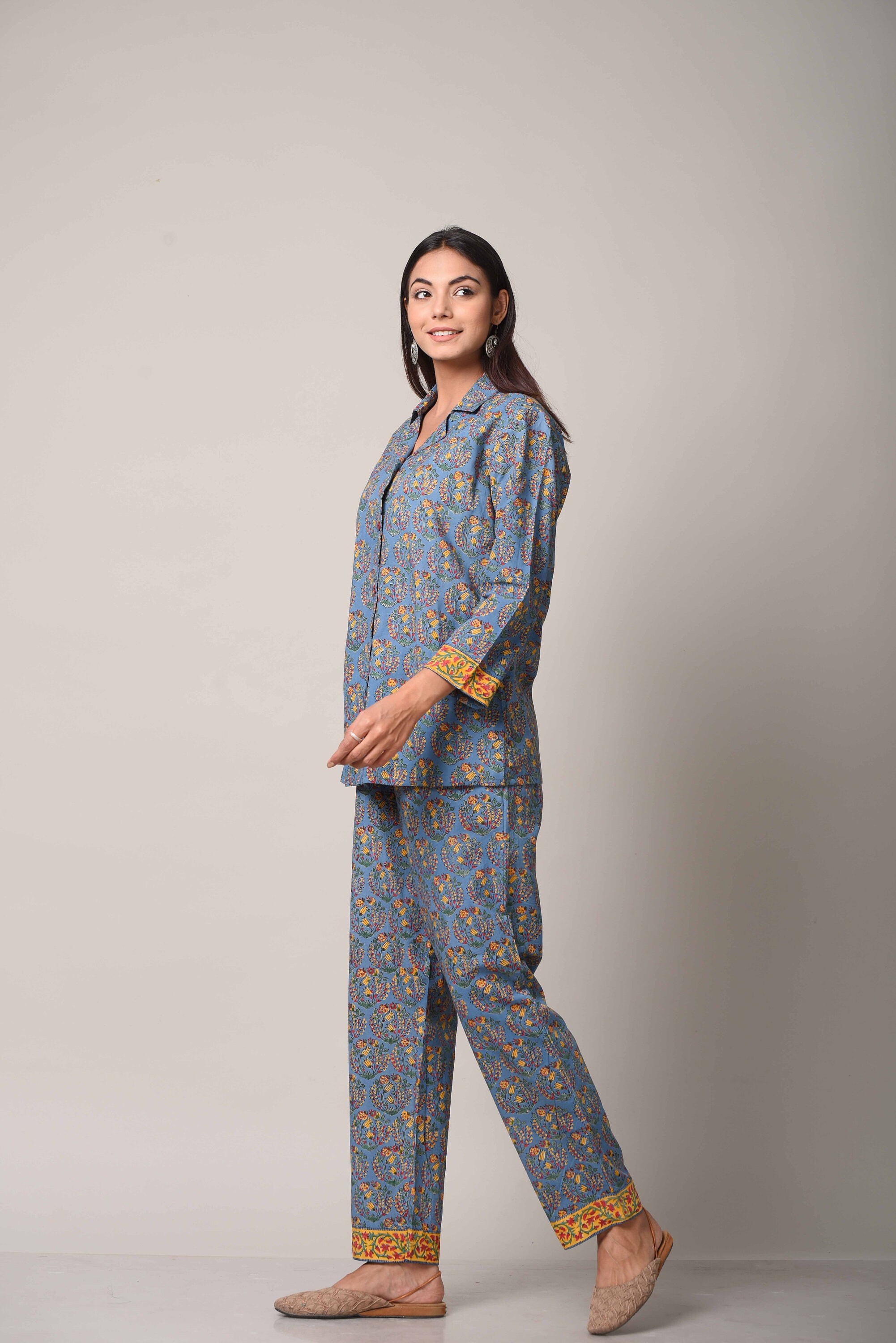 Night Suit Set Yellow Floral Hand Block Printed Suit Set - Etsy