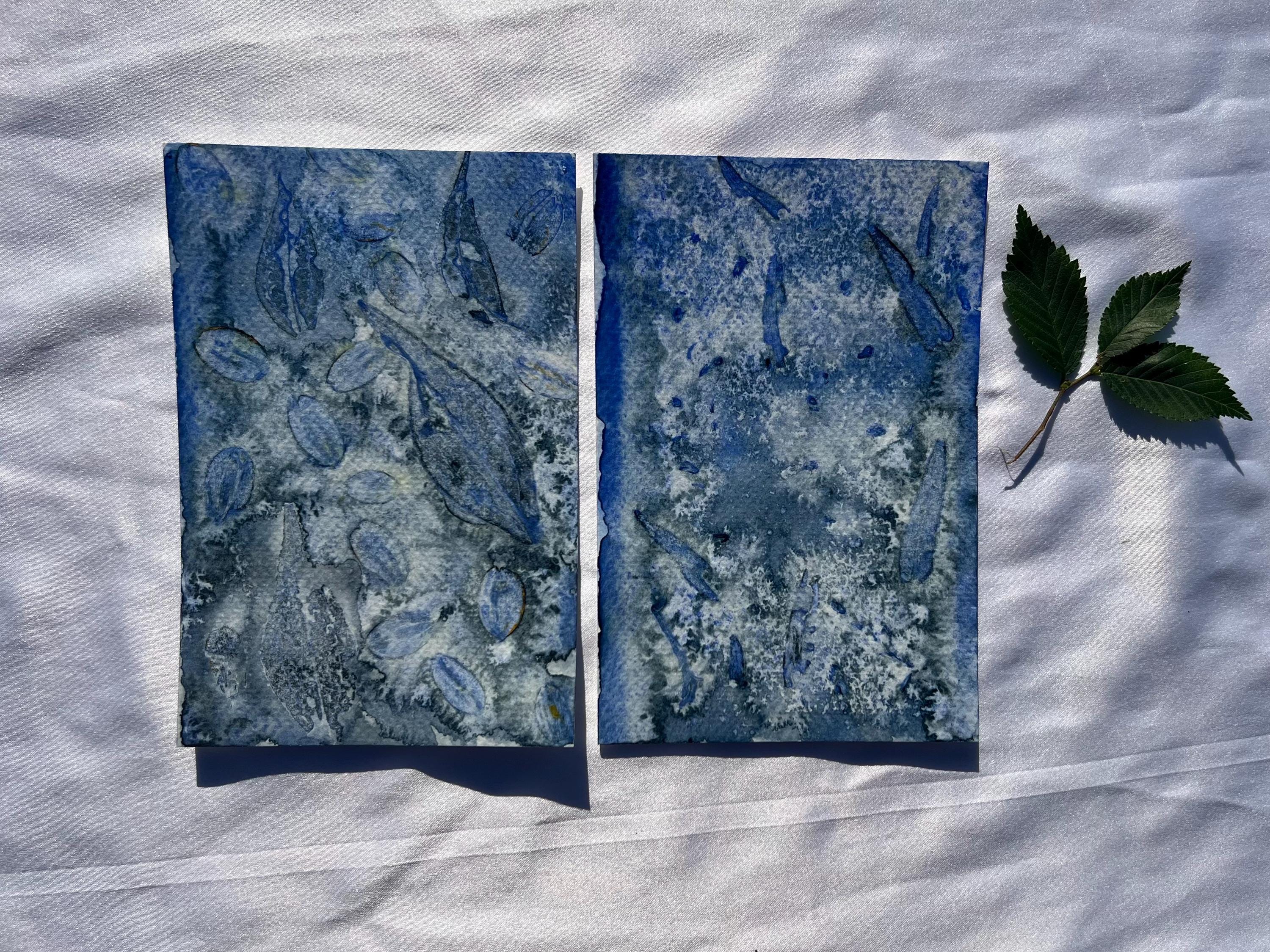 Original Watercolor blue in Nature Set of Two 4x6 Original Watercolor ...