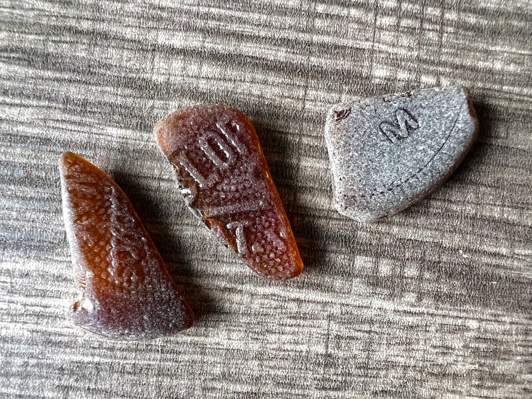 Genuine Brown Textured Seaglass | Words & Letters Mix 3 Pieces Craft ...