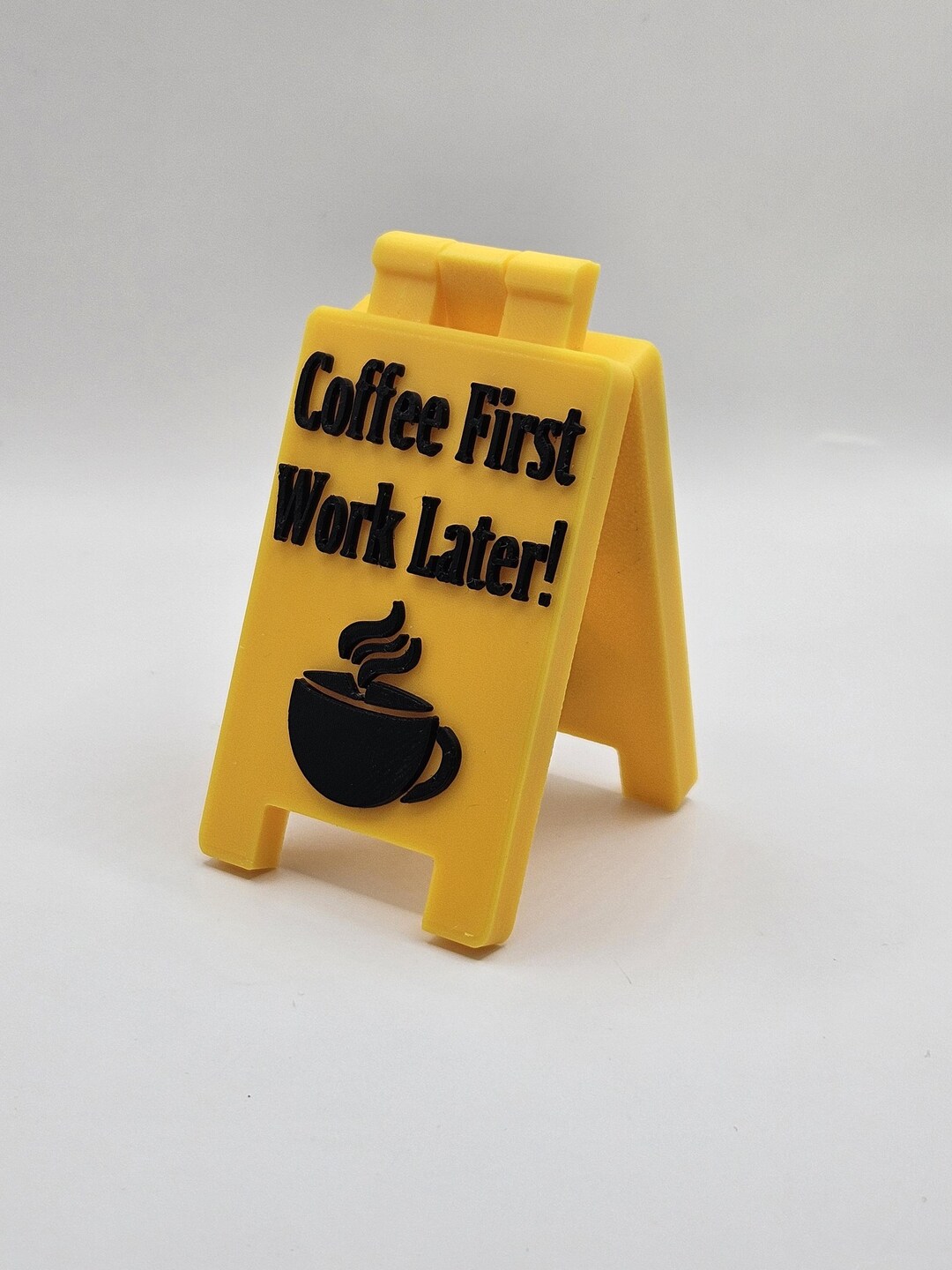 Mini Wet Floor Sign - Coffee First Work Later - Novelty Funny Desk ...