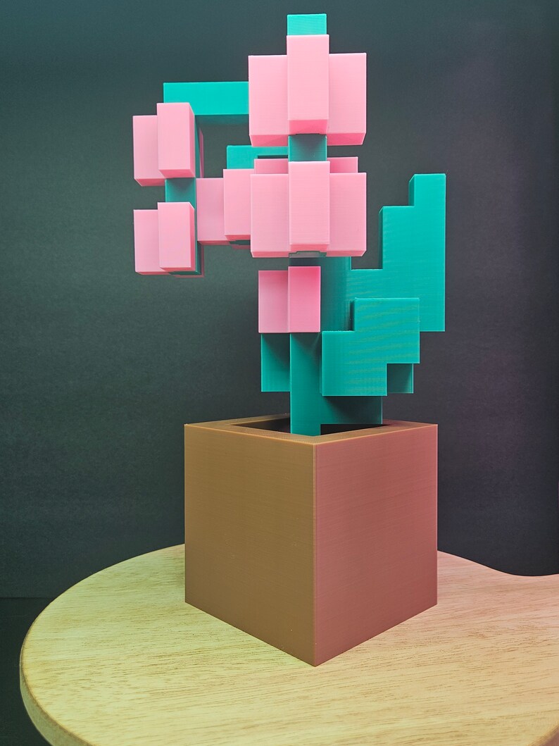 Minecraft Inspired Lily With Pot 3d Printed Minecraft Flower 3d Printed ...
