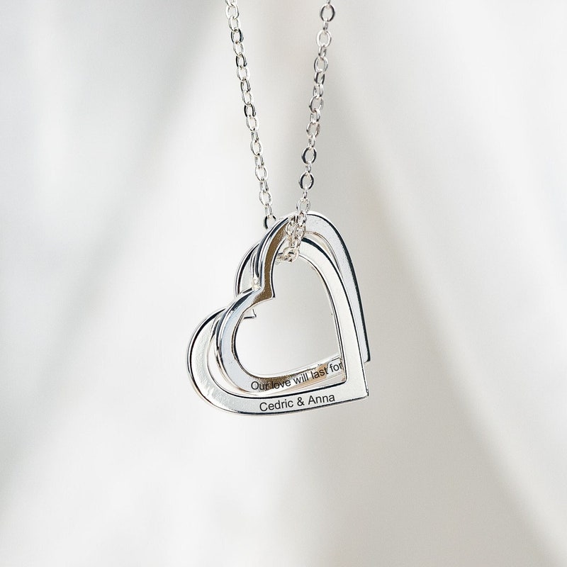 Double Heart Necklace - Etsy