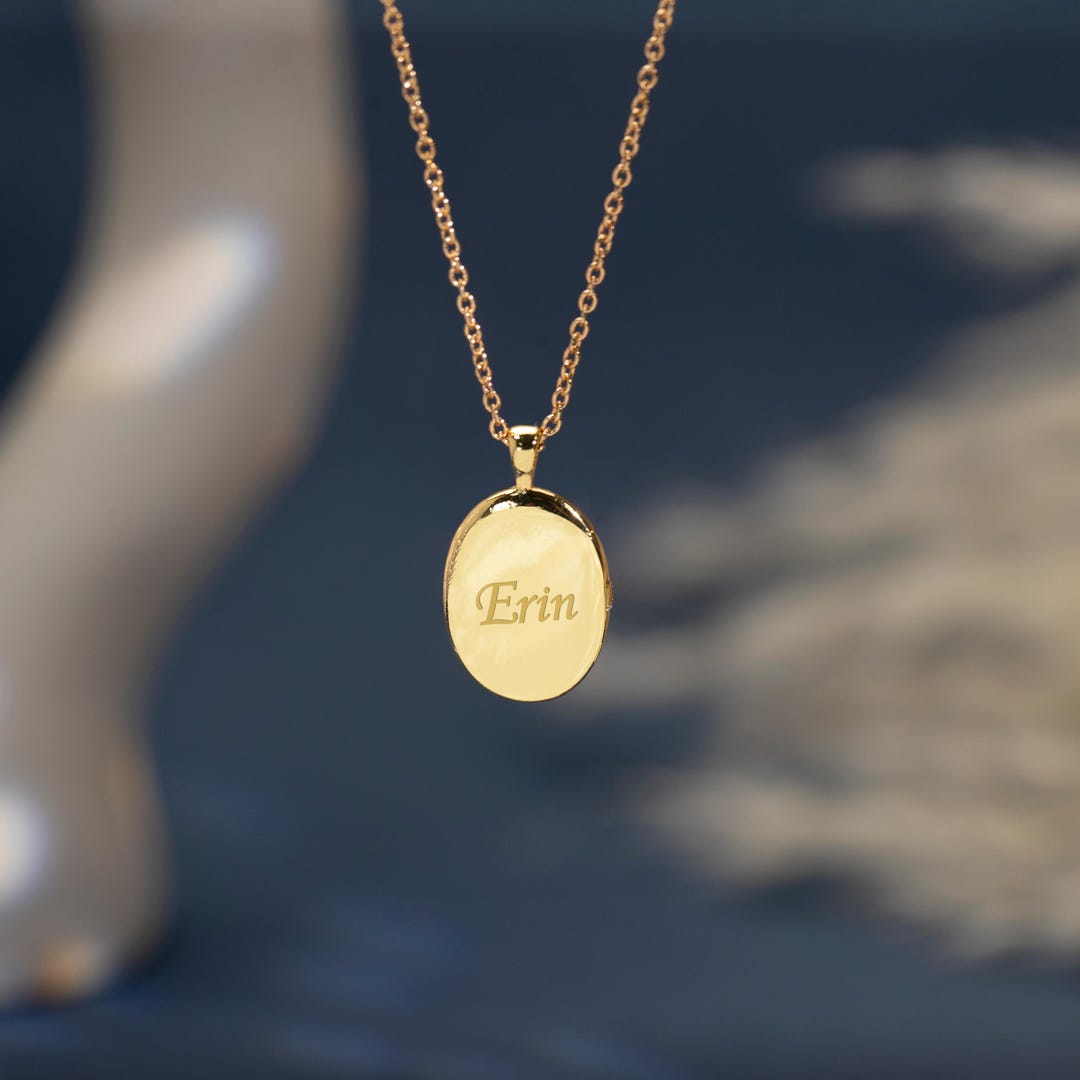 Custom Locket Necklace, Personalized Photo Pendant, Engravable Memorial ...