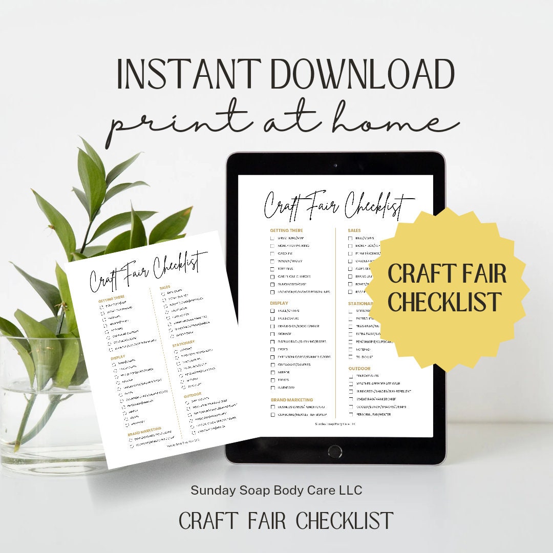 Craft Fair Checklist, Vendor Checklist, Pop-up List, Outdoor Market ...