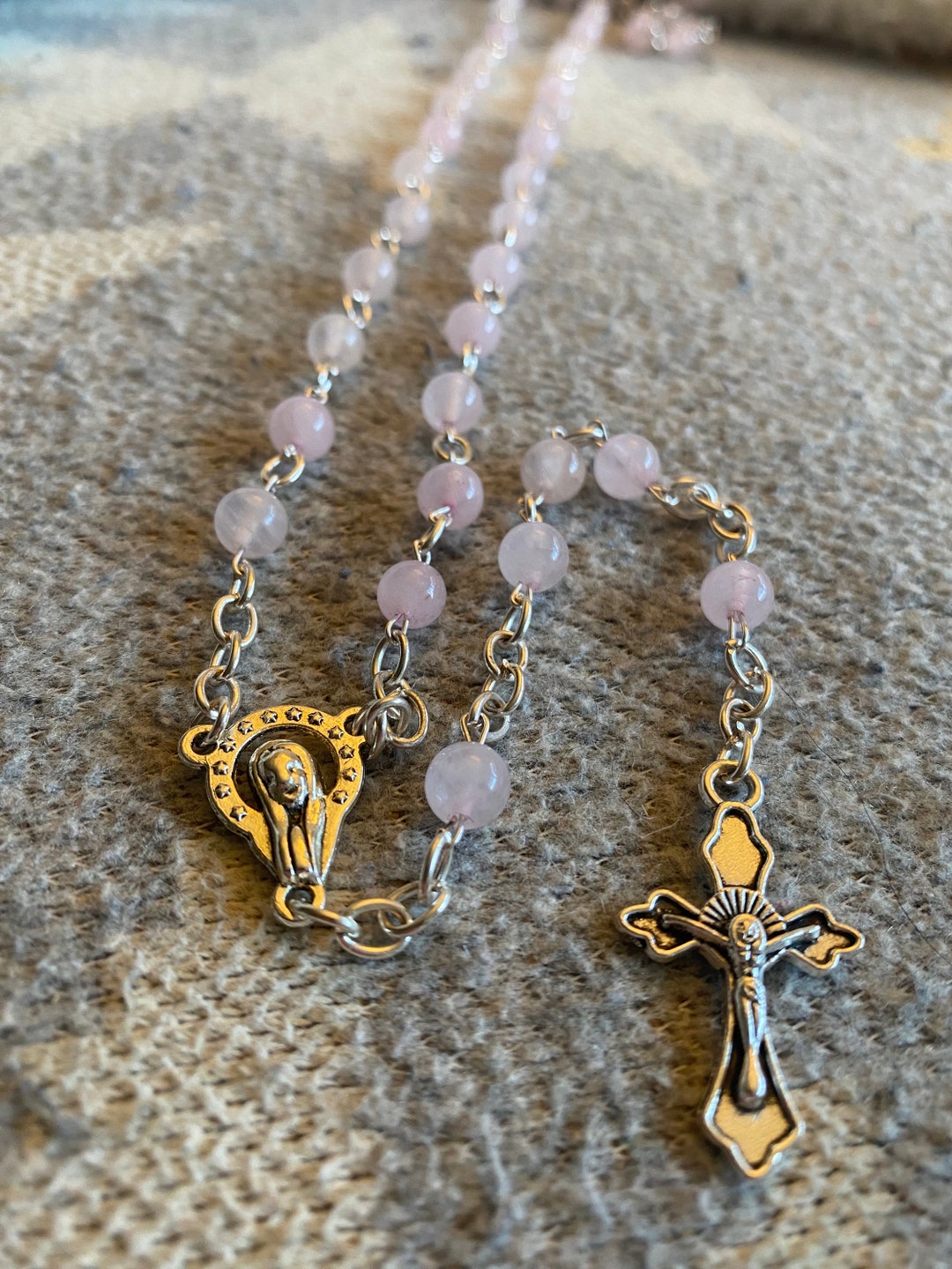 Handmade Rose Quartz Holy Rosary Beads - Etsy