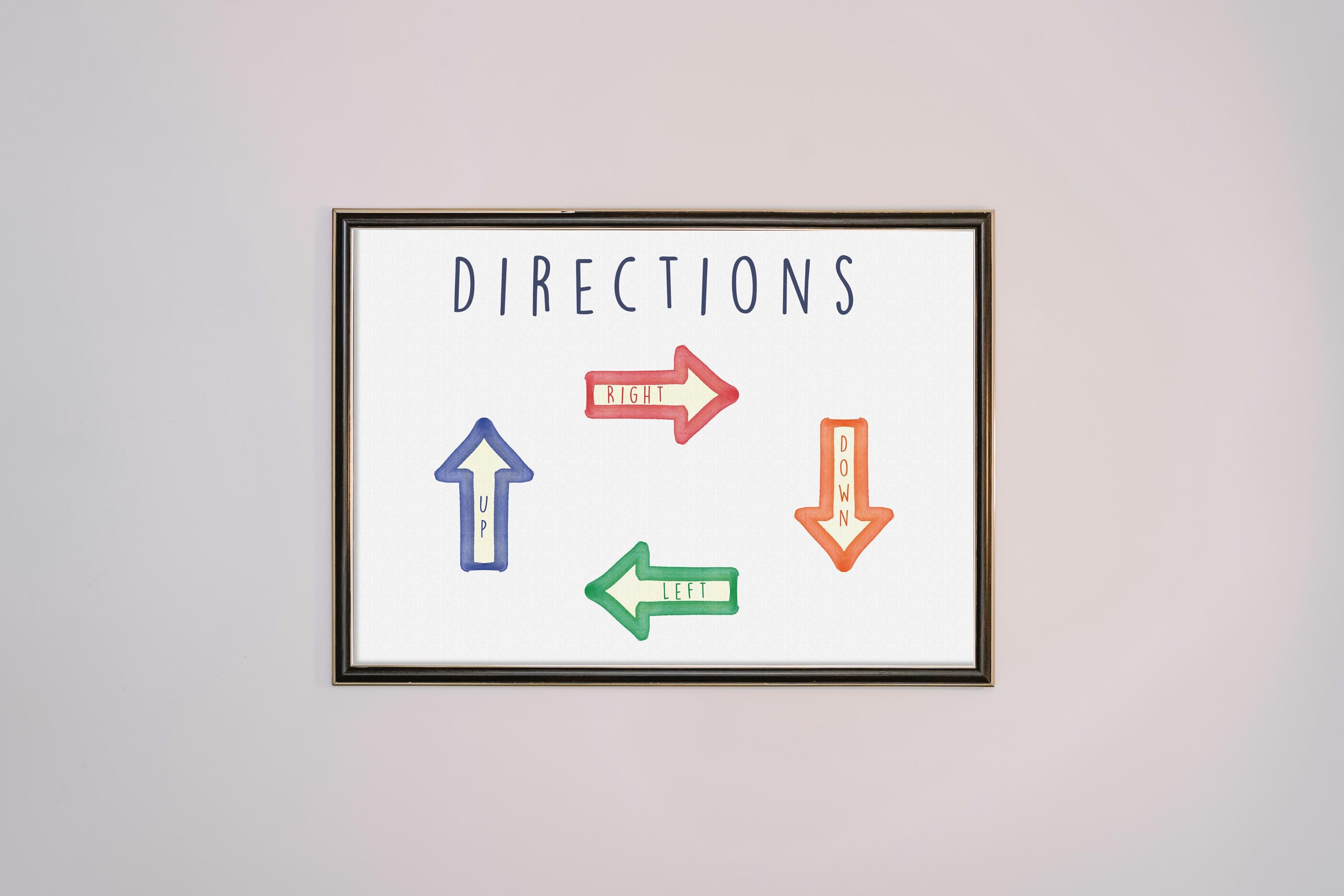 Directions Poster for Toddlers | Up, Down, Left, Right | Educational ...