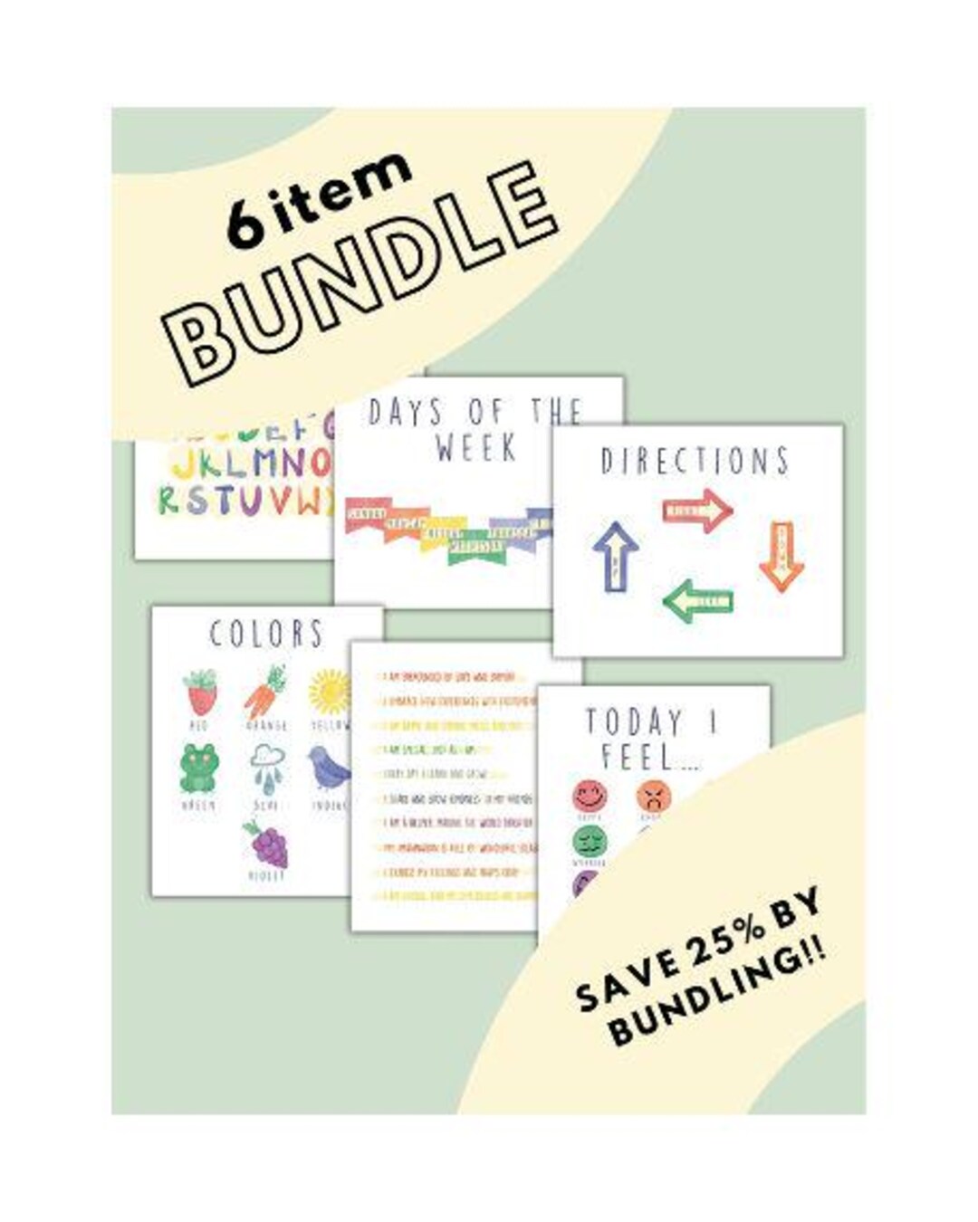 Educational Poster Bundle for Toddlers | 6 Digital Downloads | Colors ...