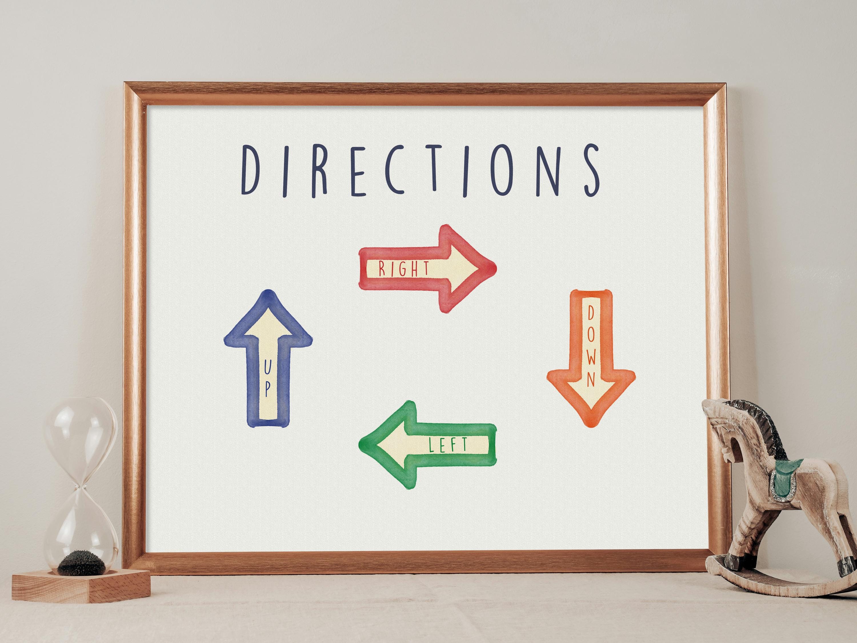 Directions Poster for Toddlers | Up, Down, Left, Right | Educational ...