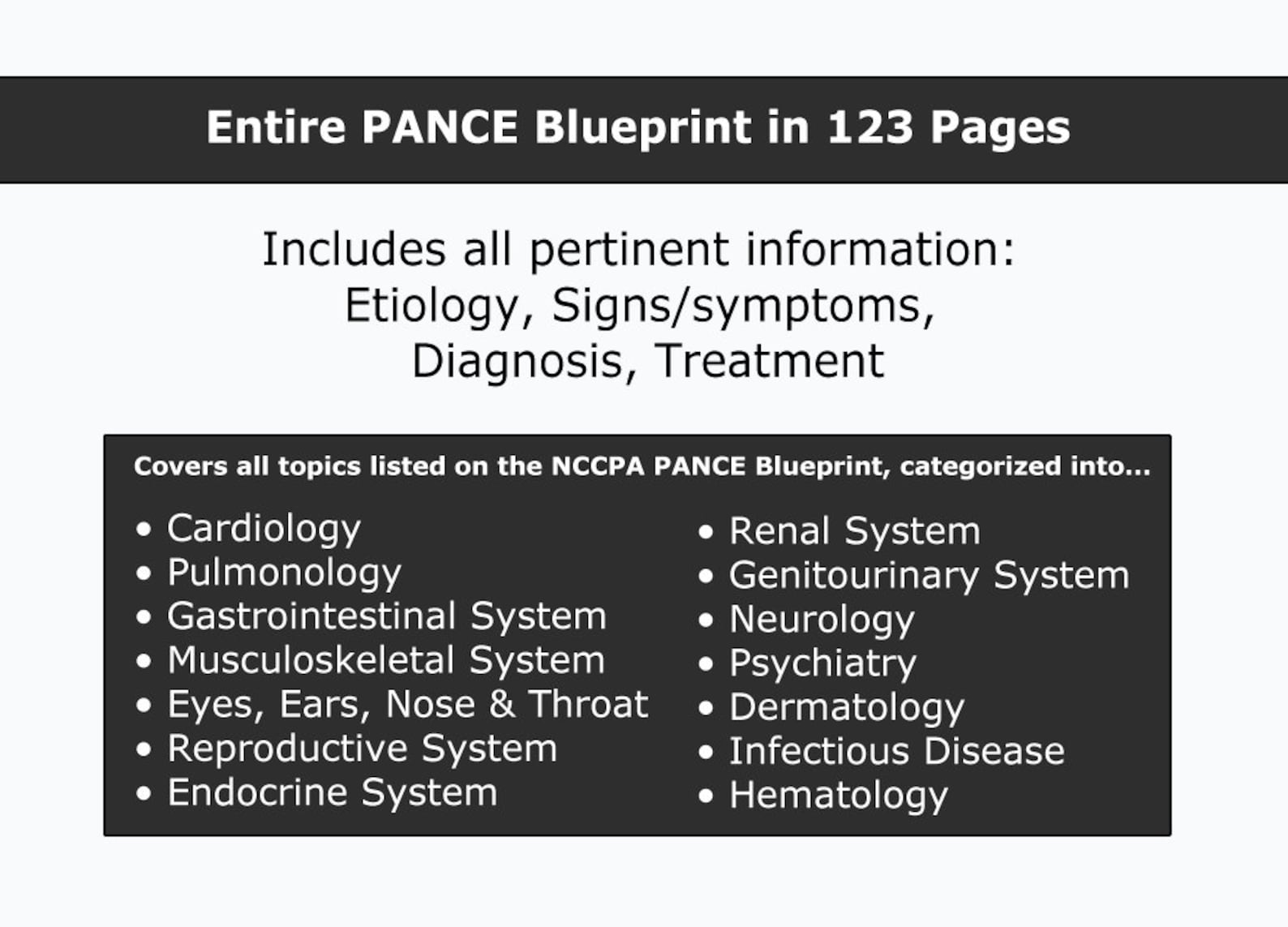 Comprehensive PANCE Study Guide Bundle / Blueprint / Chart / Physician ...