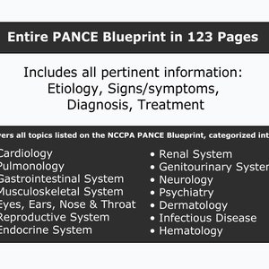 Comprehensive PANCE Study Guide Bundle / Blueprint / Chart / Physician ...