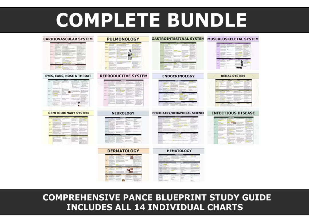 Comprehensive PANCE Study Guide Bundle / Blueprint / Chart / Physician ...
