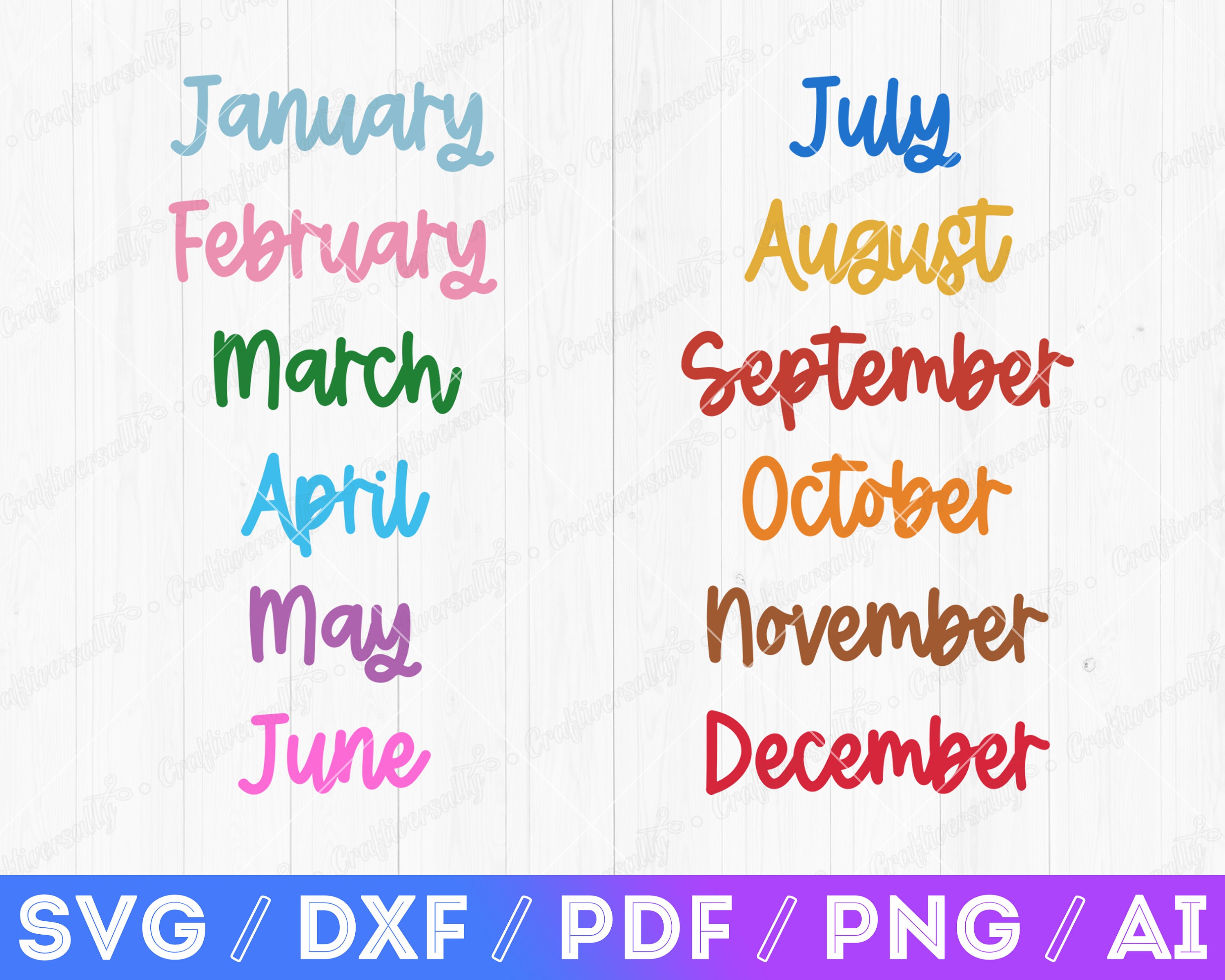 Meses del año SVG Calendario Cliparts Meses PNG Meses PNG - Etsy México