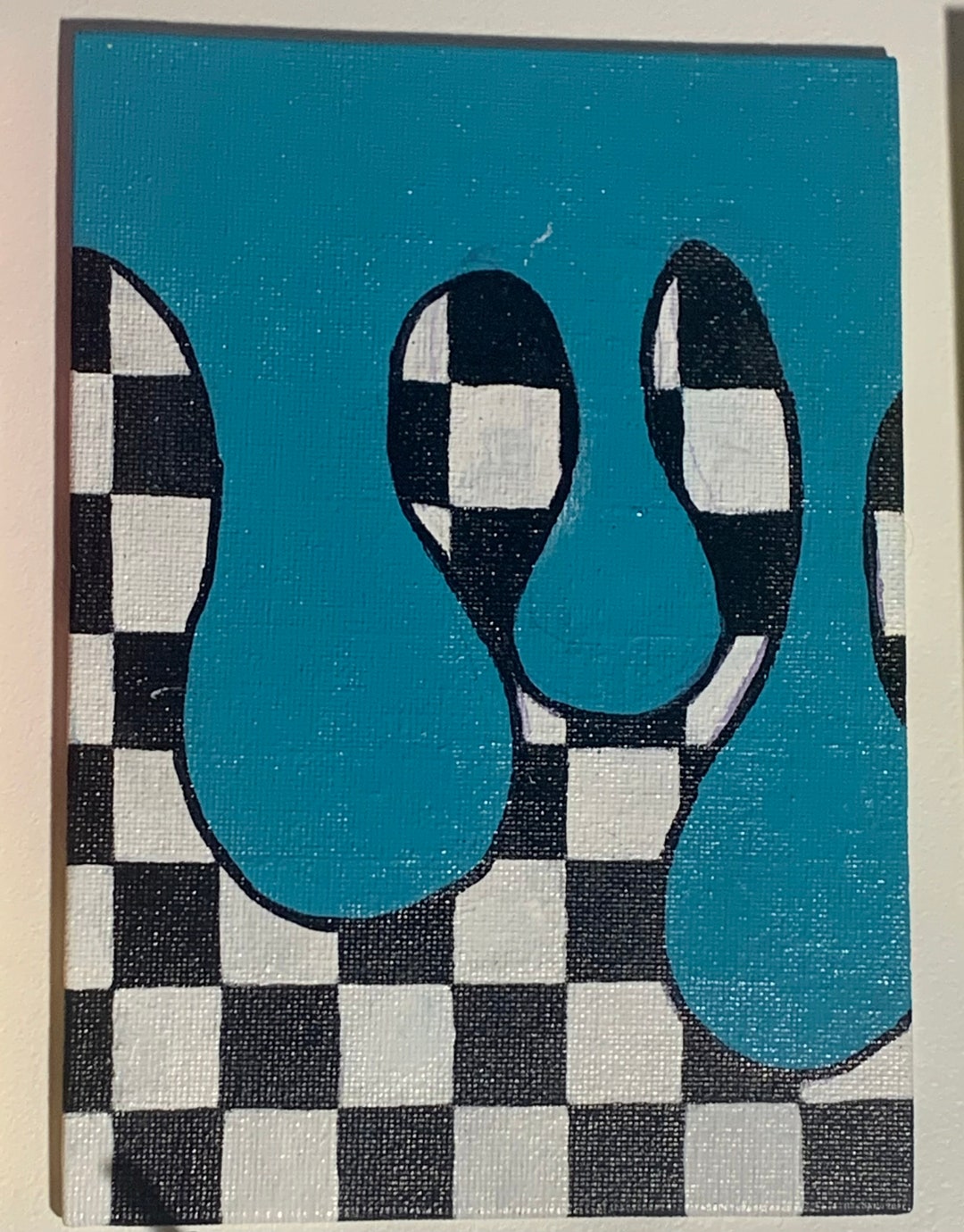Checkerboard Drip Painting - Etsy