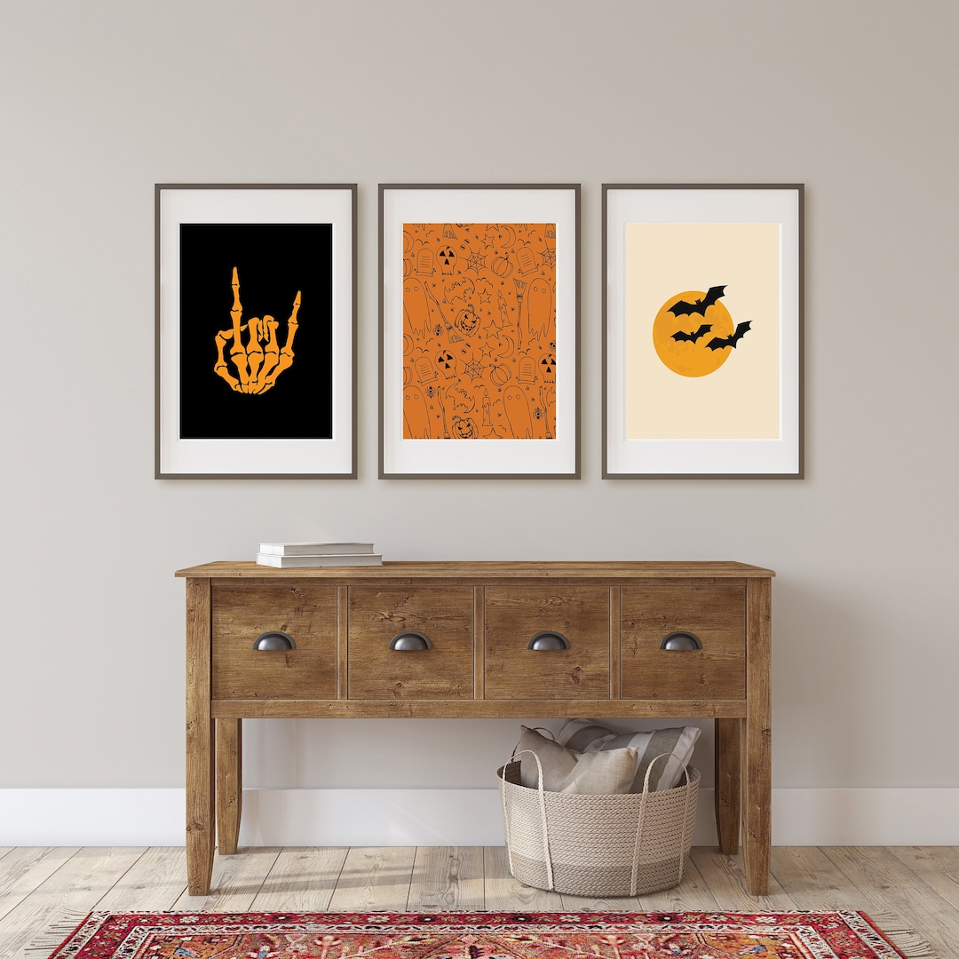 Set of 3 Halloween Wall Art Halloween Prints Bundle of 3 Boho Halloween ...
