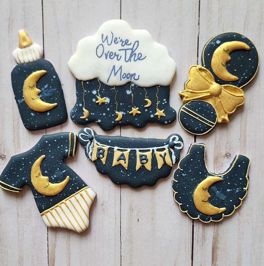 Moon Baby Cookies, We Are Over the Moon Cookies, Baby Cookies, Over the ...