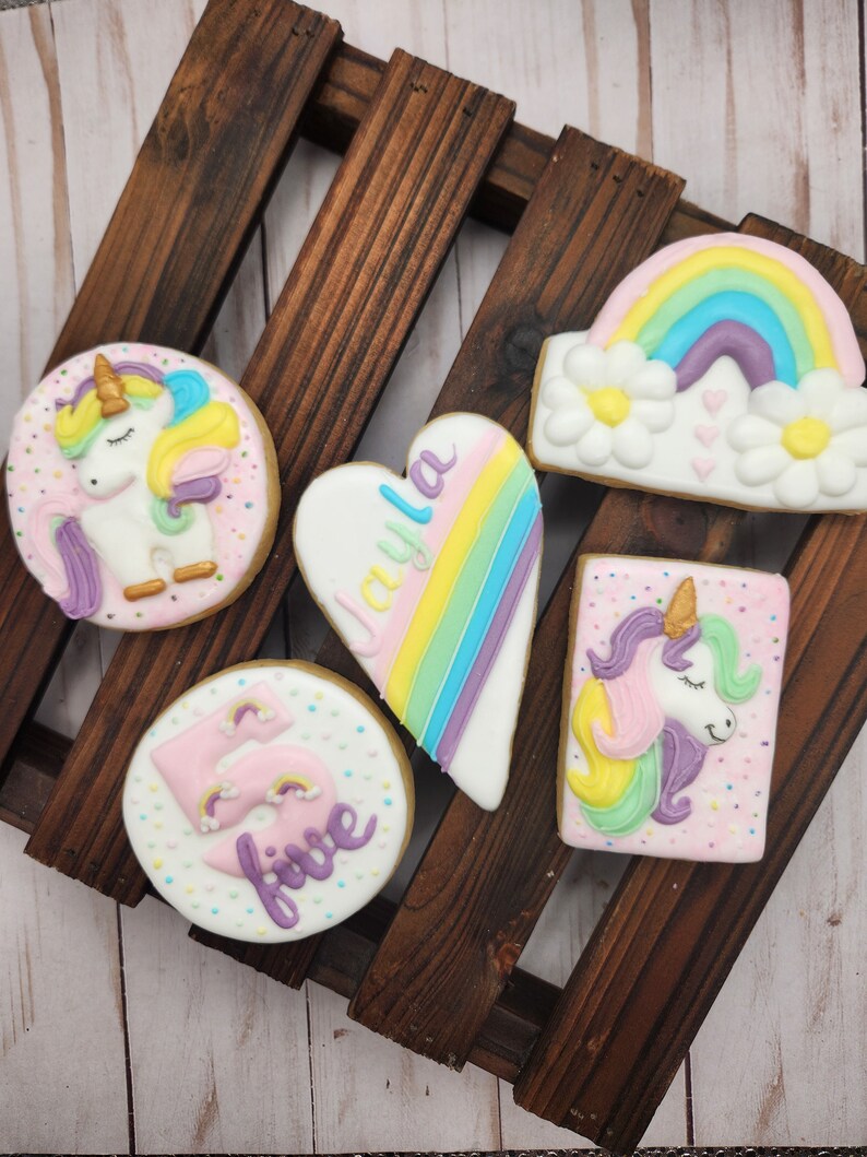 Unicorn Cookies, Rainbows and Unicorn Cookies, Birthday Cookies - Etsy