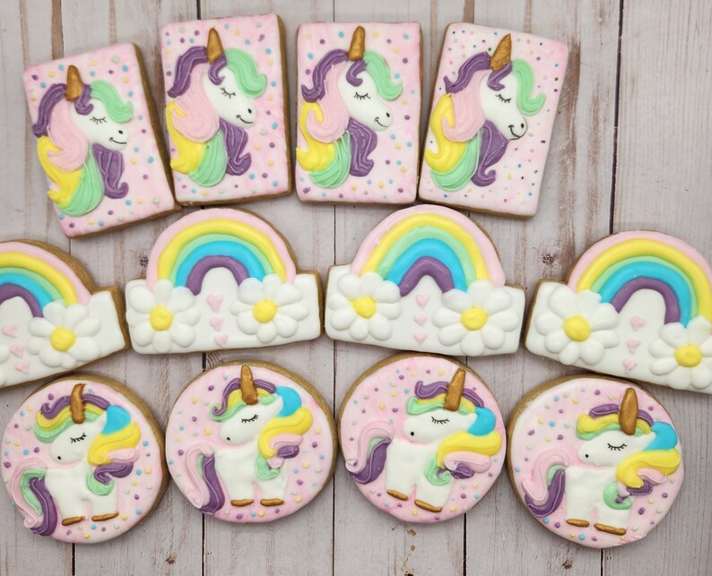 Unicorn Cookies, Rainbows and Unicorn Cookies, Birthday Cookies - Etsy