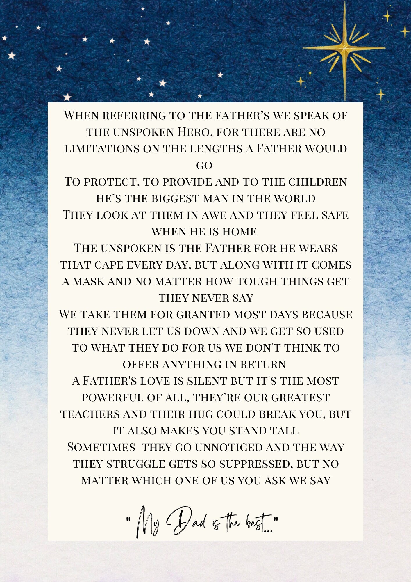 Fathers Poem - by Havva Ramadan, Downloadable Digital Art of Poem ...