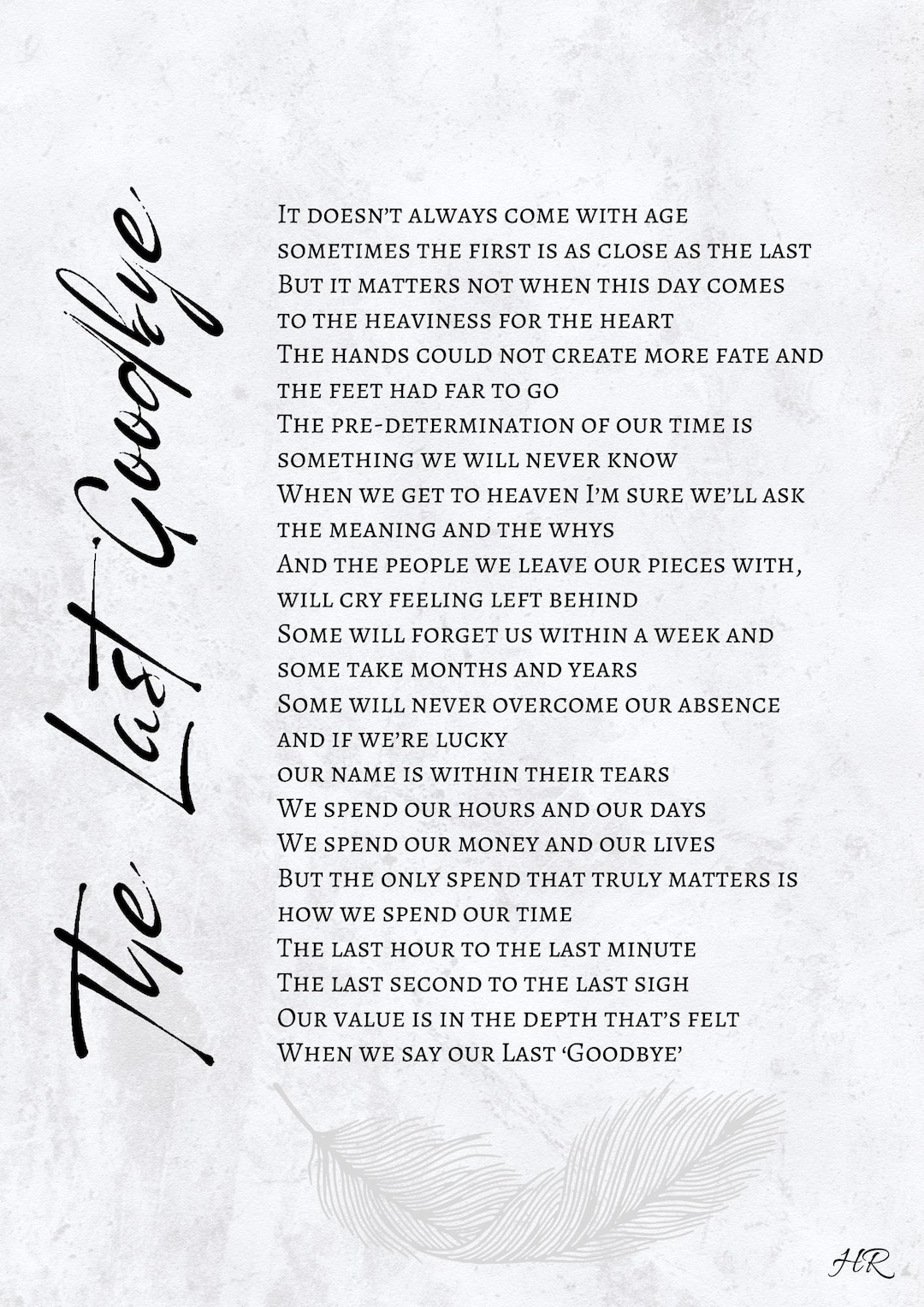 The Last Goodbye - Famous Poem by Havva Ramadan, Digital Download ...