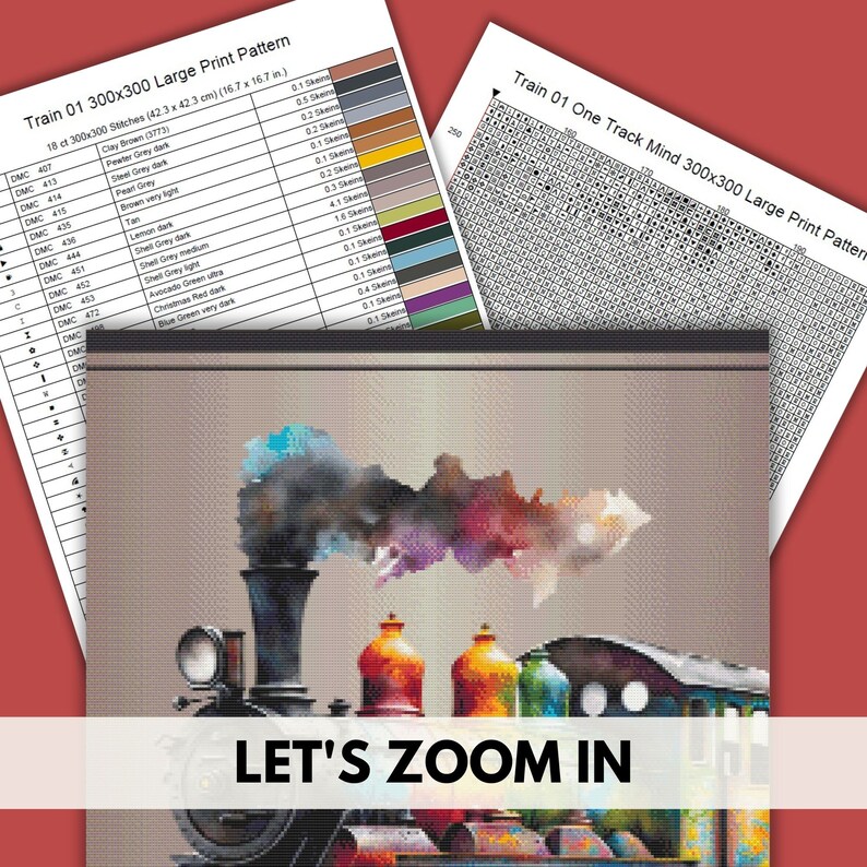 Steam Train 01 "one Track Mind" Cross Stitch Patterns Downloadable PDF ...