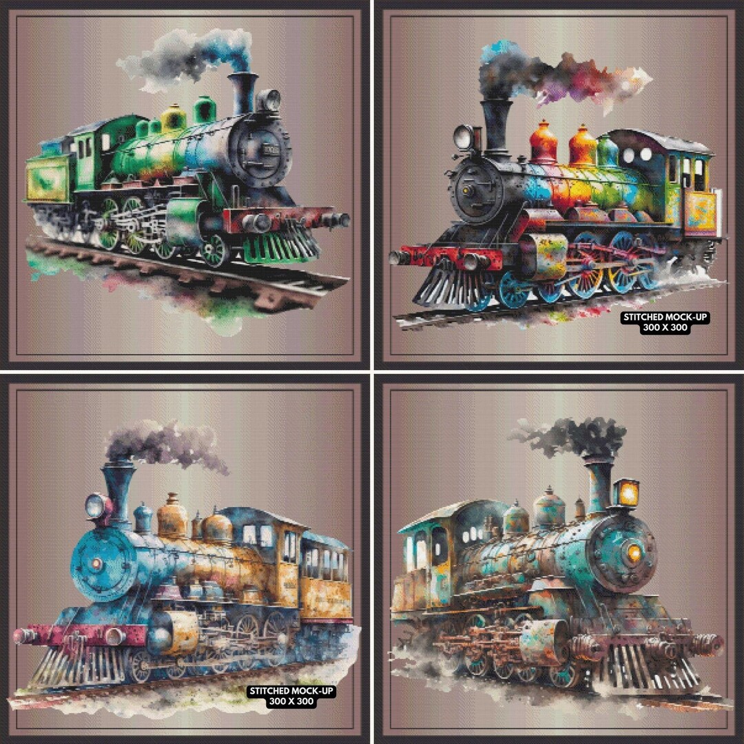 Steam Train Bundle - Four Patterns Large Print Pattern OR Pattern ...