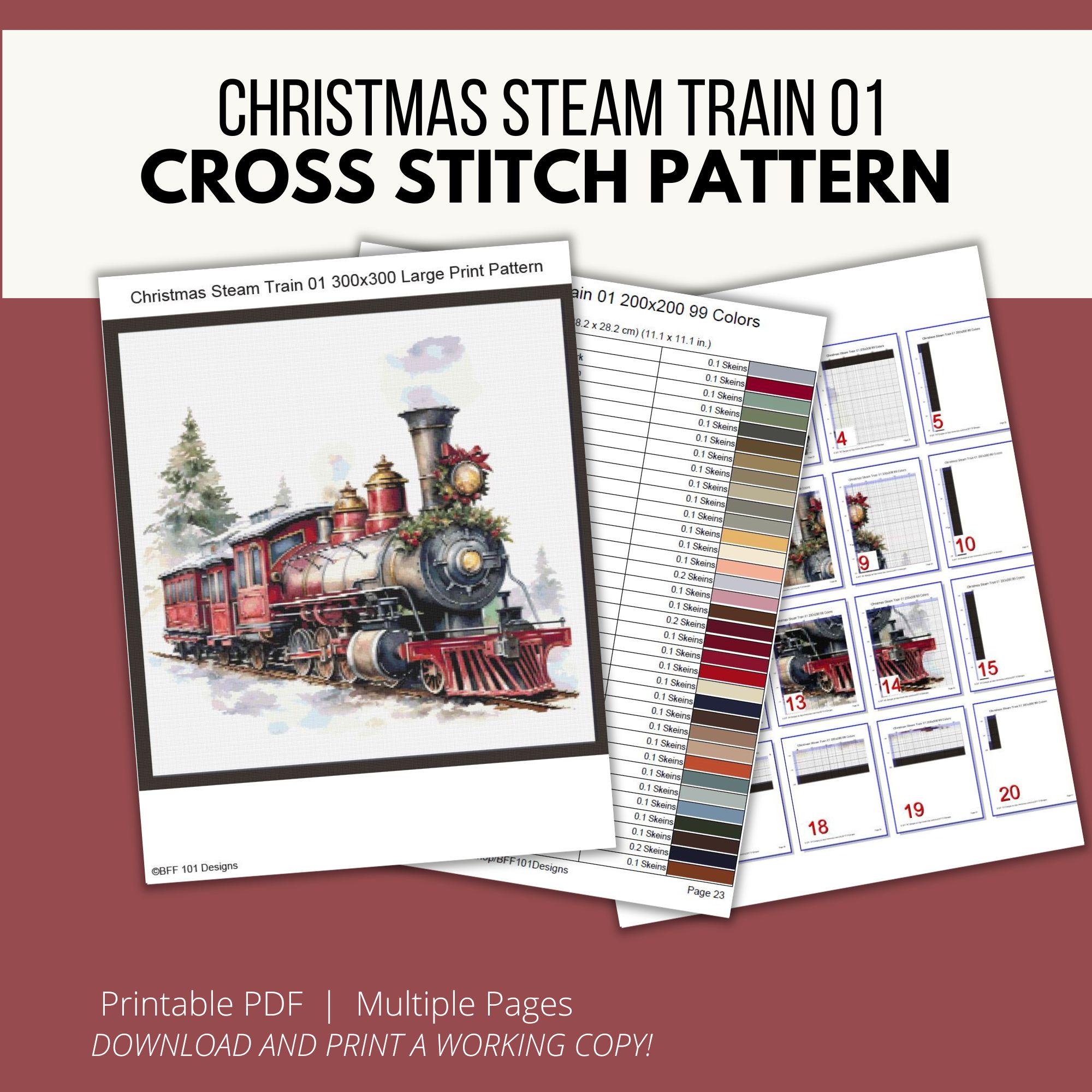 Christmas Steam Train 01 Cross Stitch Patterns - Downloadable PDF ...