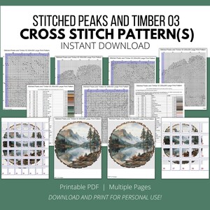 Stitched Peaks Timber 03 Cross Stitch Pattern Downloadable PDF Pattern-large Print Pattern ...